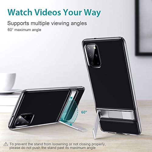 ESR Metal Kickstand Compatible with Samsung Galaxy S20 Plus Case, Vertical and Horizontal Stand, Reinforced Drop Protection, Flexible TPU Case for Samsung Galaxy S20 Plus, Clear