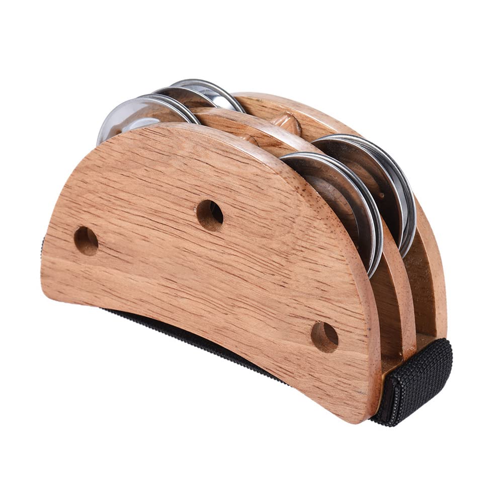 Heysland Burlywood Elliptical Box Drum Cajon Companion Accessory Foot Jingle Tambourine for Hand Percussion Instruments