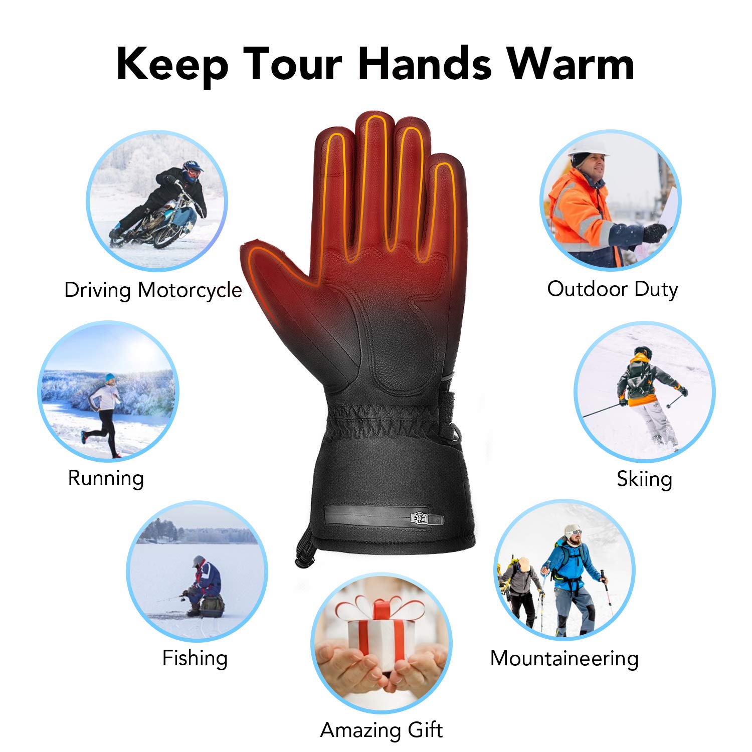 Heated Gloves for Men Women, Rechargeable Battery Electric Gloves, Touchscreen Heating Gloves for Skiing, Motorcycle, Hunting, Riding