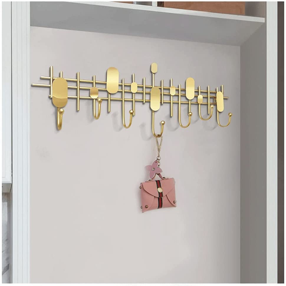 EAUSO Coat Hooks Wall Mounted Metal Coat Hook Wall Mounted Coat Rack Hanger Golden Heavy Duty Entrance Hook for Clothes Hat Key Towel and Bag Wall Hooks Door Hooks Coat Rack (Size : 7hooks) 7hooks