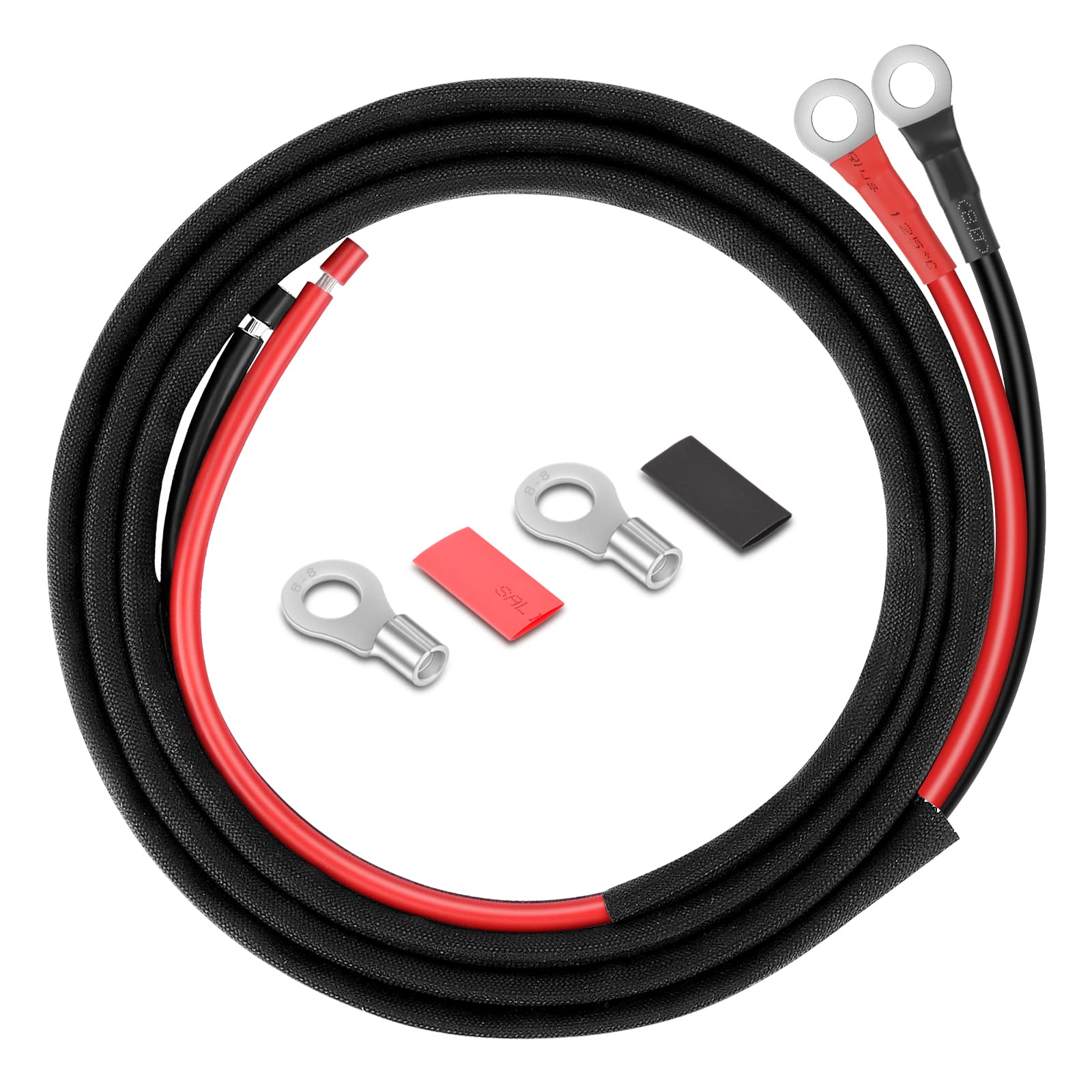 Geosiry 10 Gauge Battery Cable, 10 Gauge Wire Connect Battery and Charge Controller for Solar Panel Automotive RV Motorcycle Marine (10AWG 8FT)