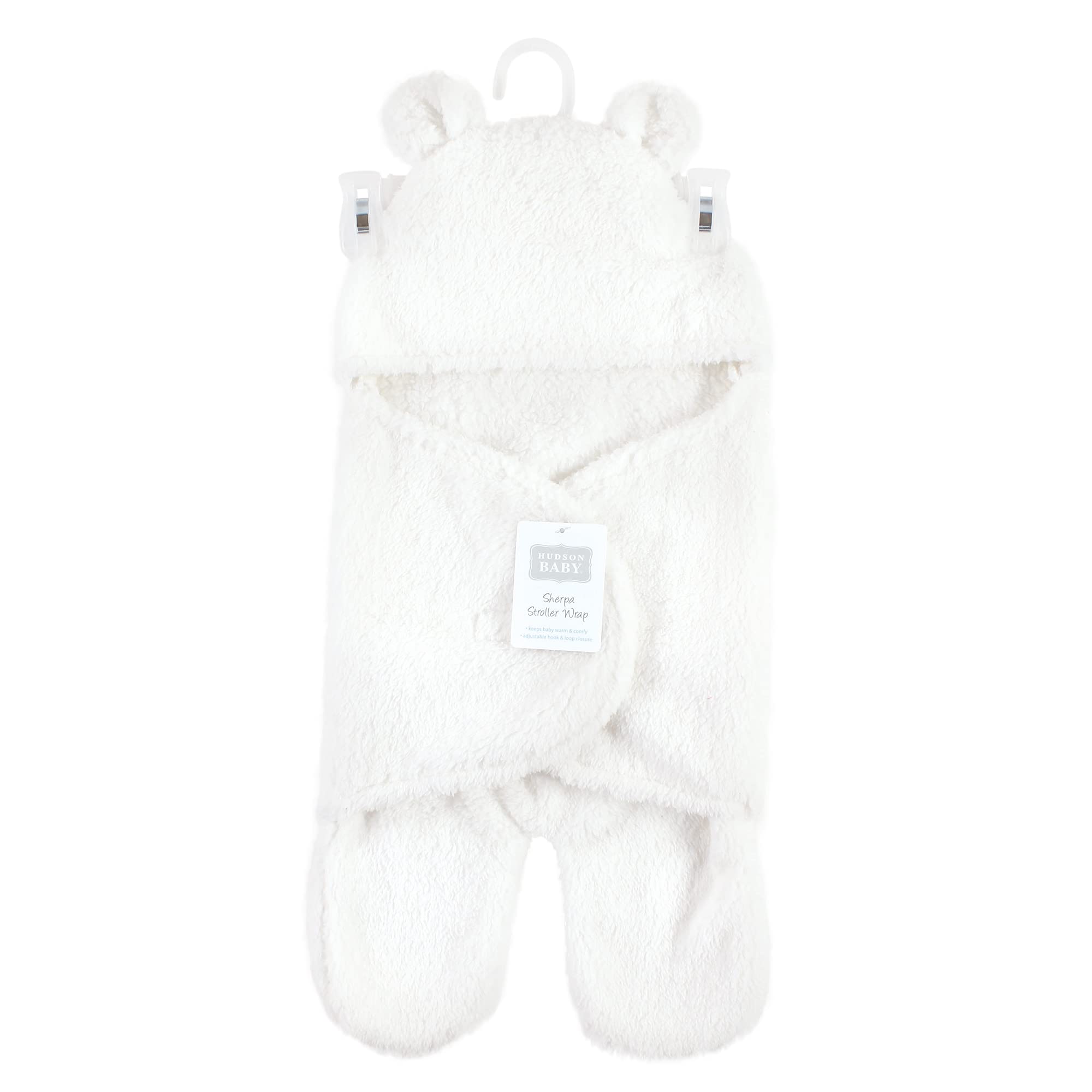 Hudson Baby Unisex Baby Animal Sherpa Baby Outdoor Stroller Sack Wrap, Cream, One Size