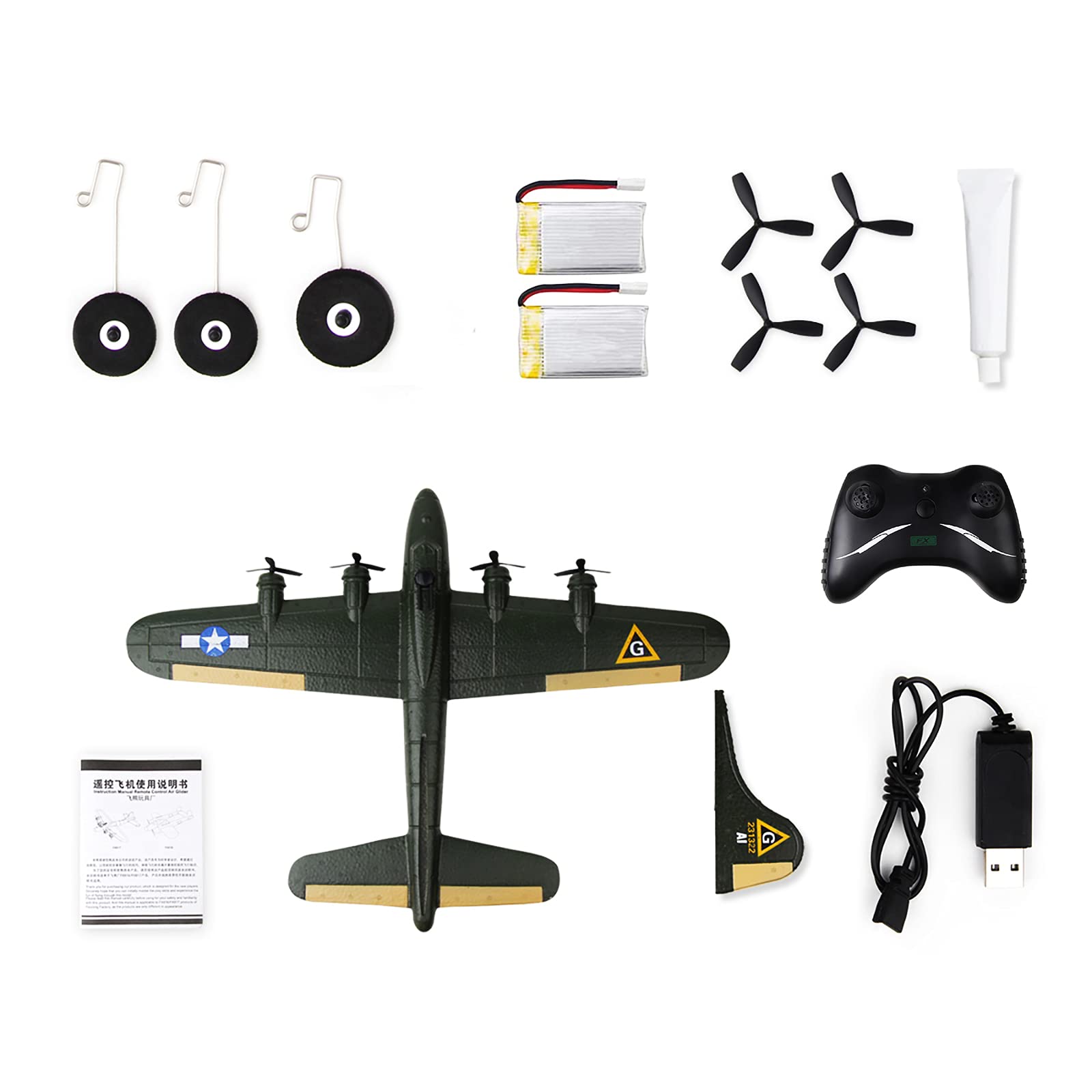 Eayaele B-17 RC Plane Ready to Fly, Easy to Fly RC Glider for Kids & Beginners, Remote Control Airplane for, RC Airplanes for Boys