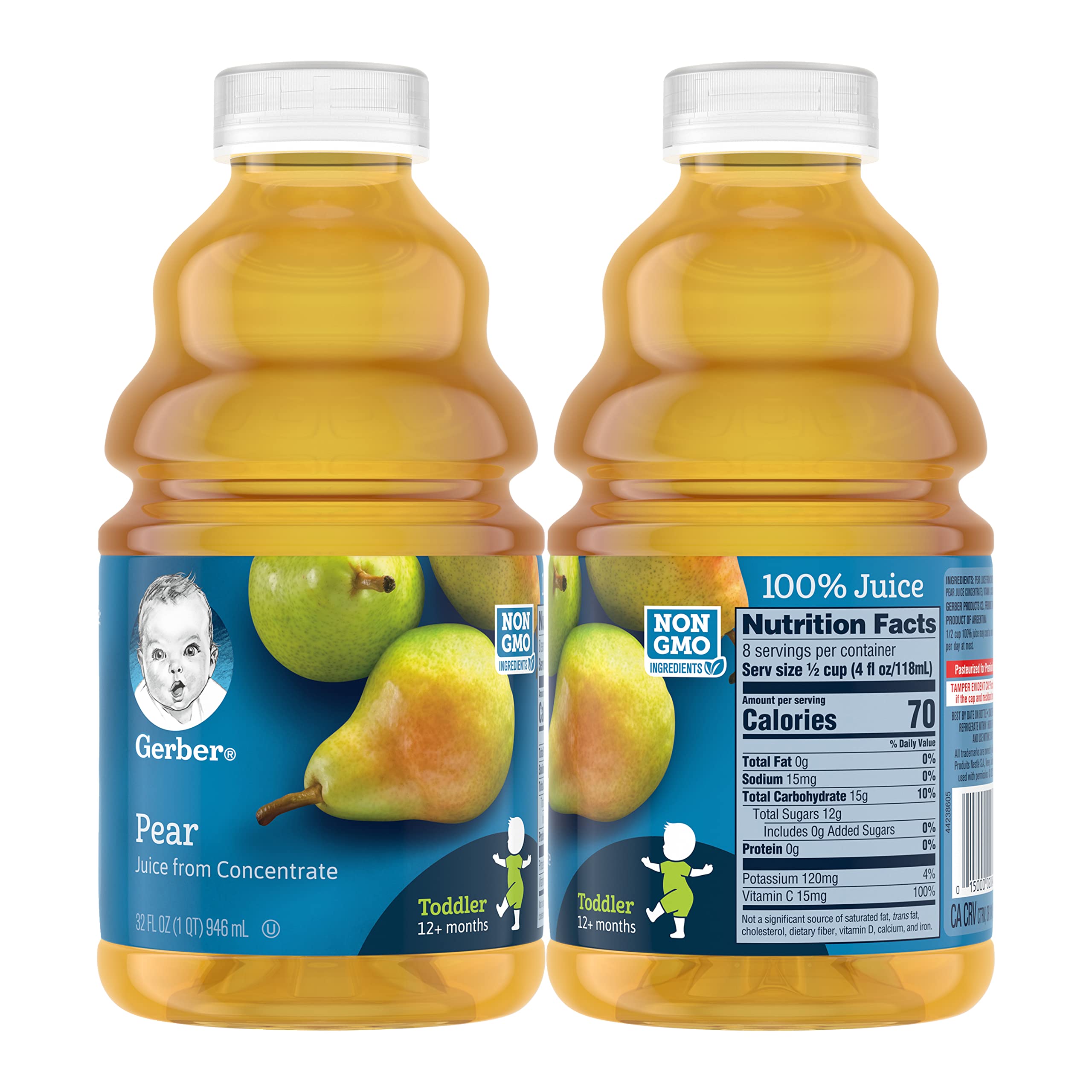 Gerber Toddler Juice Variety Pack, Apple, Pear, White Grape, and Strawberry Kiwi, 32 Oz (Pack of 4)