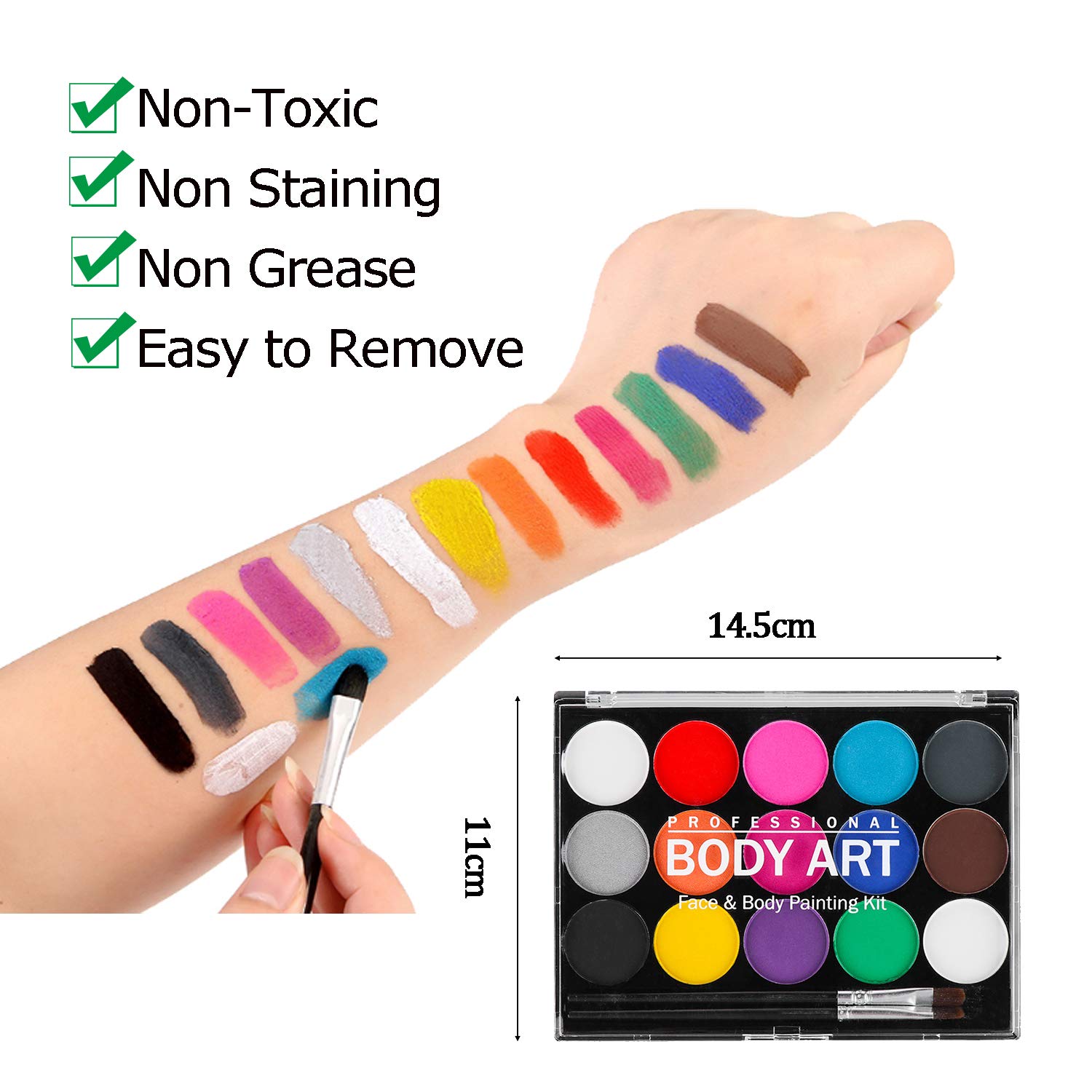 Face Painting Kits Professional Face Paints + Brushes + Stencils, Hypoallergenic, Kids & Adult Body Paint for Halloween Face Makeup Kits