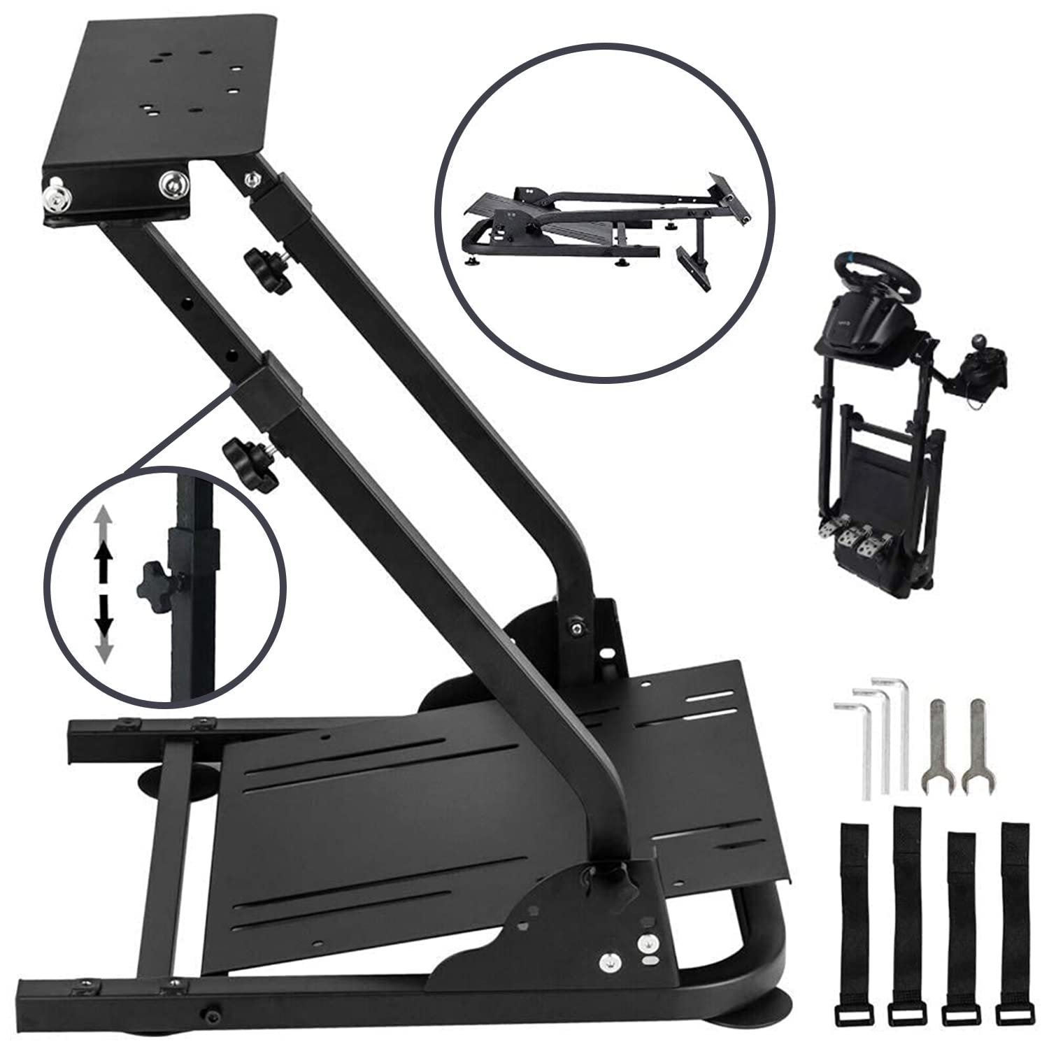 Hottoby Racing Simulaor Cockpit Aluminum Profile Truck Simulator with Red Seat&Monitor Frame Fit for Logitech/Thrustmaster/Fanatec G920,G923&T80 F1 Professional,No Handbrake,Pedals,Steering Wheel