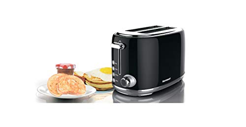 Homeart Artisan 2-Slice Toaster - Stainless Steel With Removable Crumb Tray, Adjustable Browning Control With Multiple Settings to Cancel, Defrost and Bagel - 800W, Black