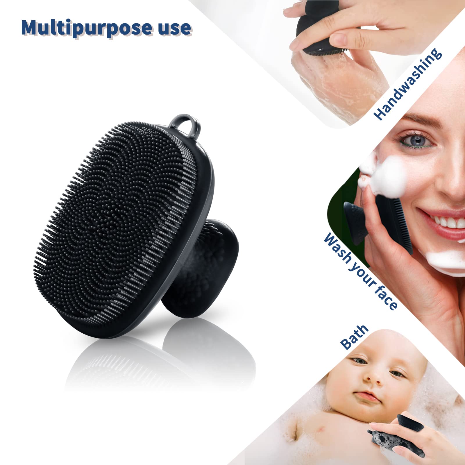 Face Scrubber,Silicone Face Scrubber for Men, Facial Cleansing Brush Silicone Face Wash Brush Manual Waterproof Cleansing Skin Care Face Brushes for Cleansing and Exfoliating (Black)