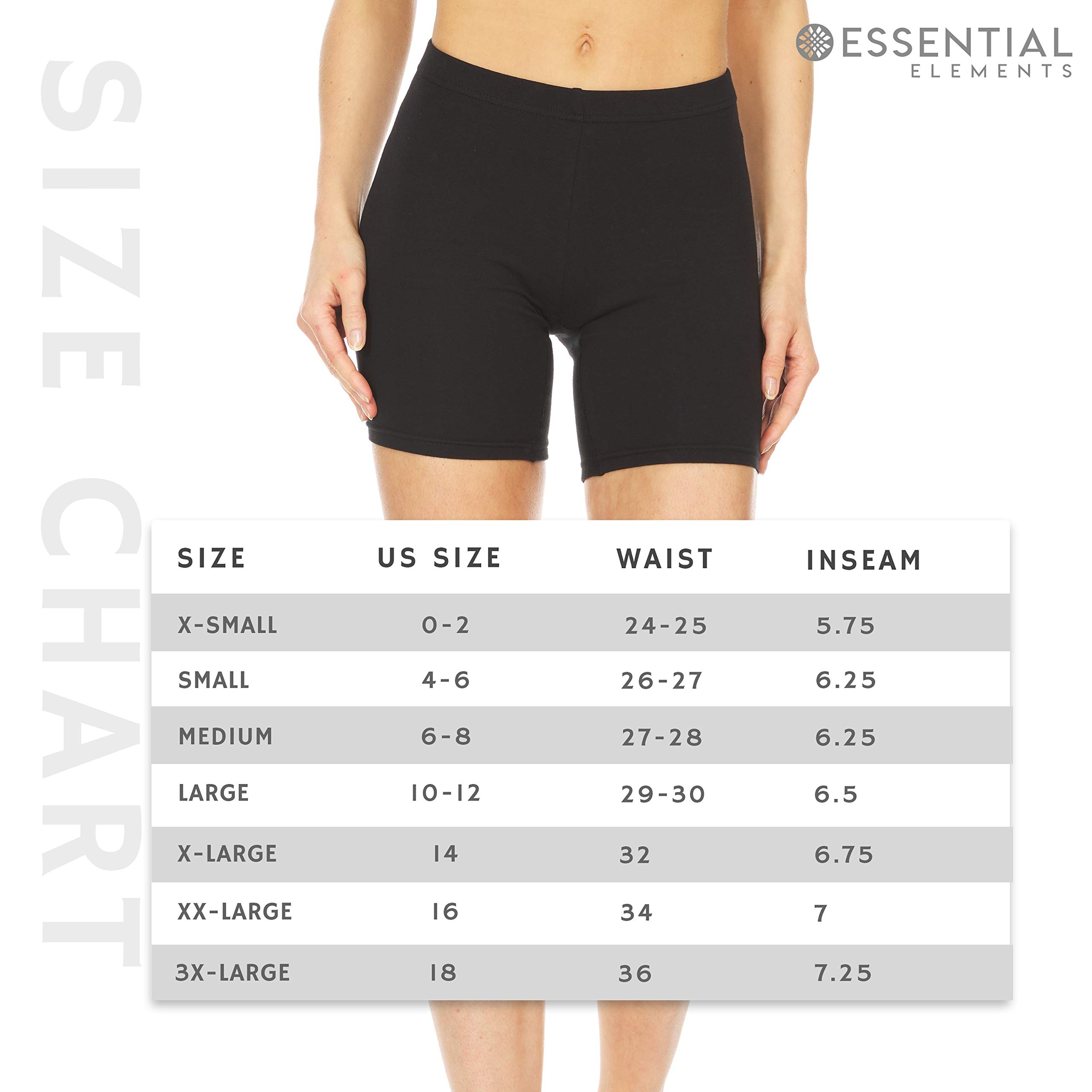 Essential Elements 3 Pack: Cotton Biker Shorts for Women - Stretch Bike Slip Yoga Exercise Undergarment Boxer Boy Shorts (Small, Black)