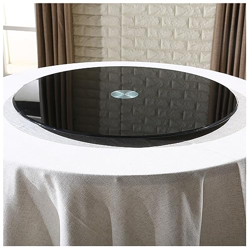 Heavy Duty Lazy Susan Turntable，Tempered Glass Serving Plate, Round Dining Table Centerpiece, Large Tabletop Rotating Tray (Color : Black, Size : 60cm/24in)