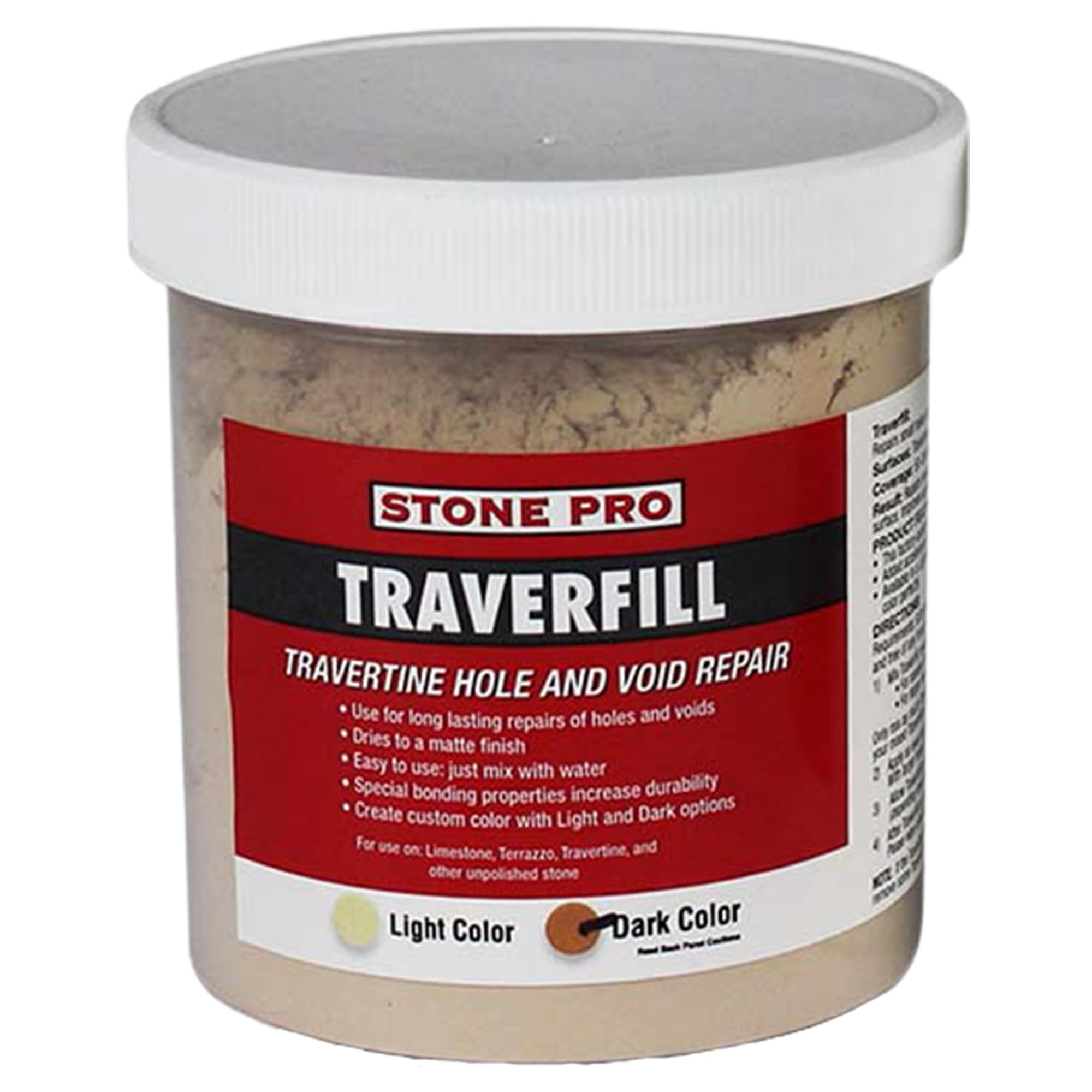 Stone Pro Traverfill - Travertine Hole and Void Repair - 1 Pound - Dark