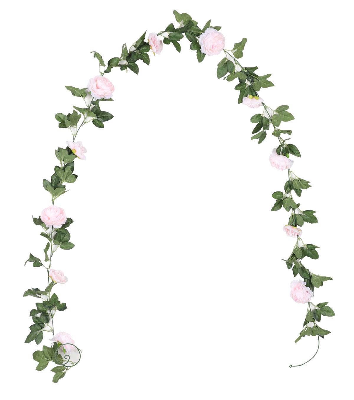 Duovlo 8.2Ft Artificial Peony Flower Garland Hanging Greenery Vine Silk Floral Vine Home Wedding Arch Wall Craft Arrangement Decorations,Pack of 2 (Pink)
