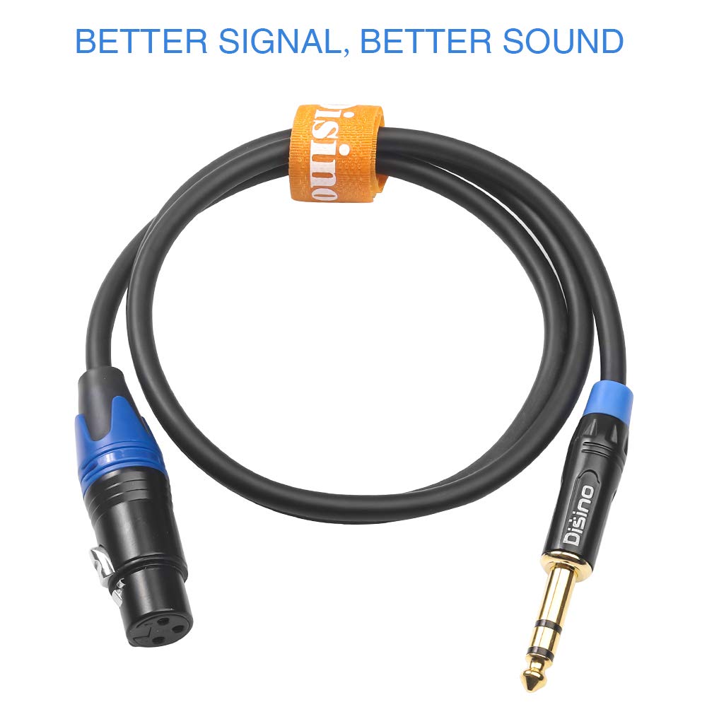 Disino XLR Female to 1/4 Inch 6.35mm TRS Stereo Jack Cable, 3 Pin Female XLR to Quarter inch Balanced Interconnect Patch Cord (3.3 Feet)