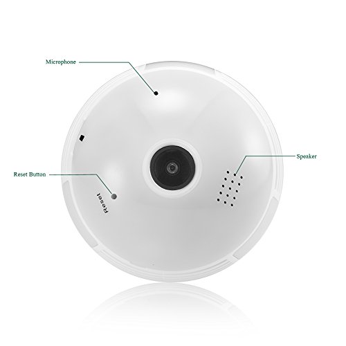 EVERSECU 360° Panoramic View 1080P WiFi IP Bulb Camera with FishEye Lens 360 Degree 3D VR Panoramic View Home Security CCTV Camera Wirelss Security Camera