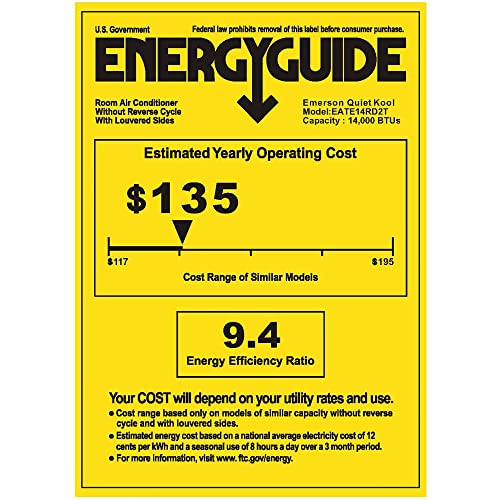 Emerson Quiet Kool 14,000 BTU 230V 4 in 1 Through-the-Wall Air Conditioner, Heater, Dehumidifier, and Fan, For Rooms up to 700 Sq. Ft., with Remote Control and 24H Timer
