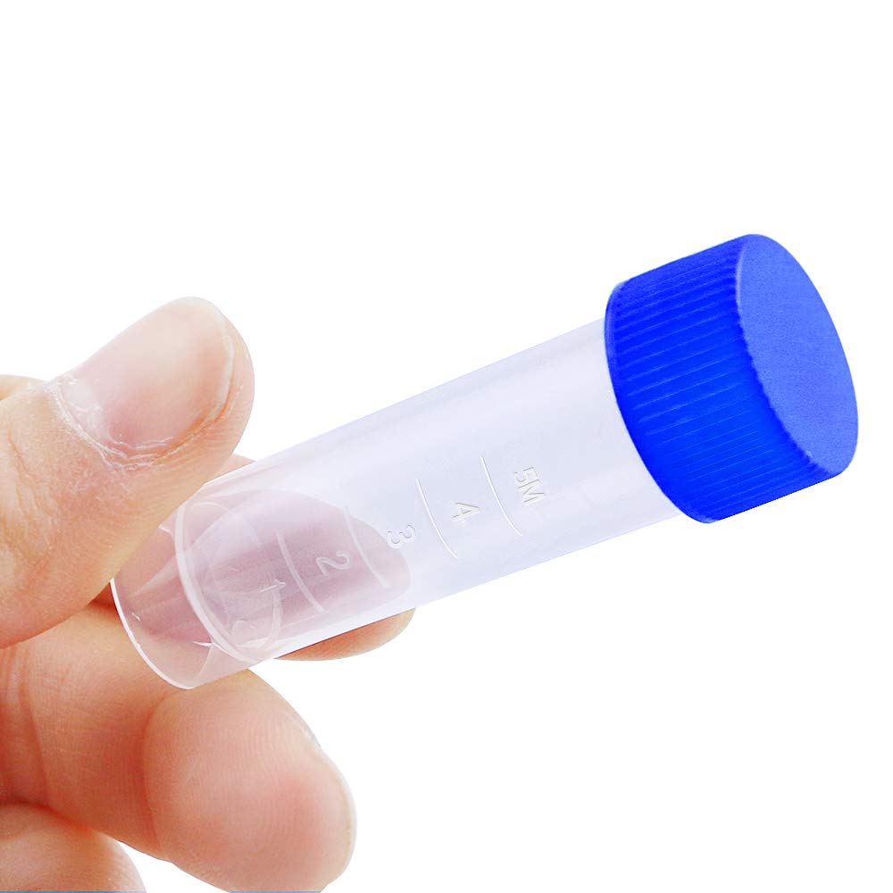 Twdrer 50PCS 5ml Plastic Graduated Vial Tube with Screw Caps,Small Test Sample Bottles Tubes Container with Lid