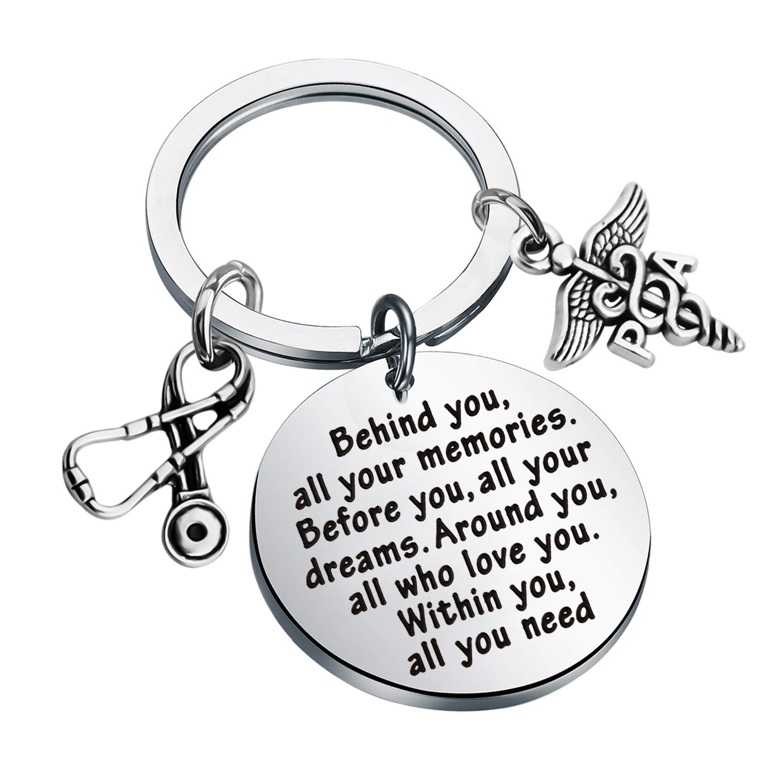 FEELMEM Physician Assistant Gift PA Graduation Gifts Behind You All Your Memories Before You All Your Dreams Physician Assistant Keychain Medical Student Jewelry PA Gifts (PA)