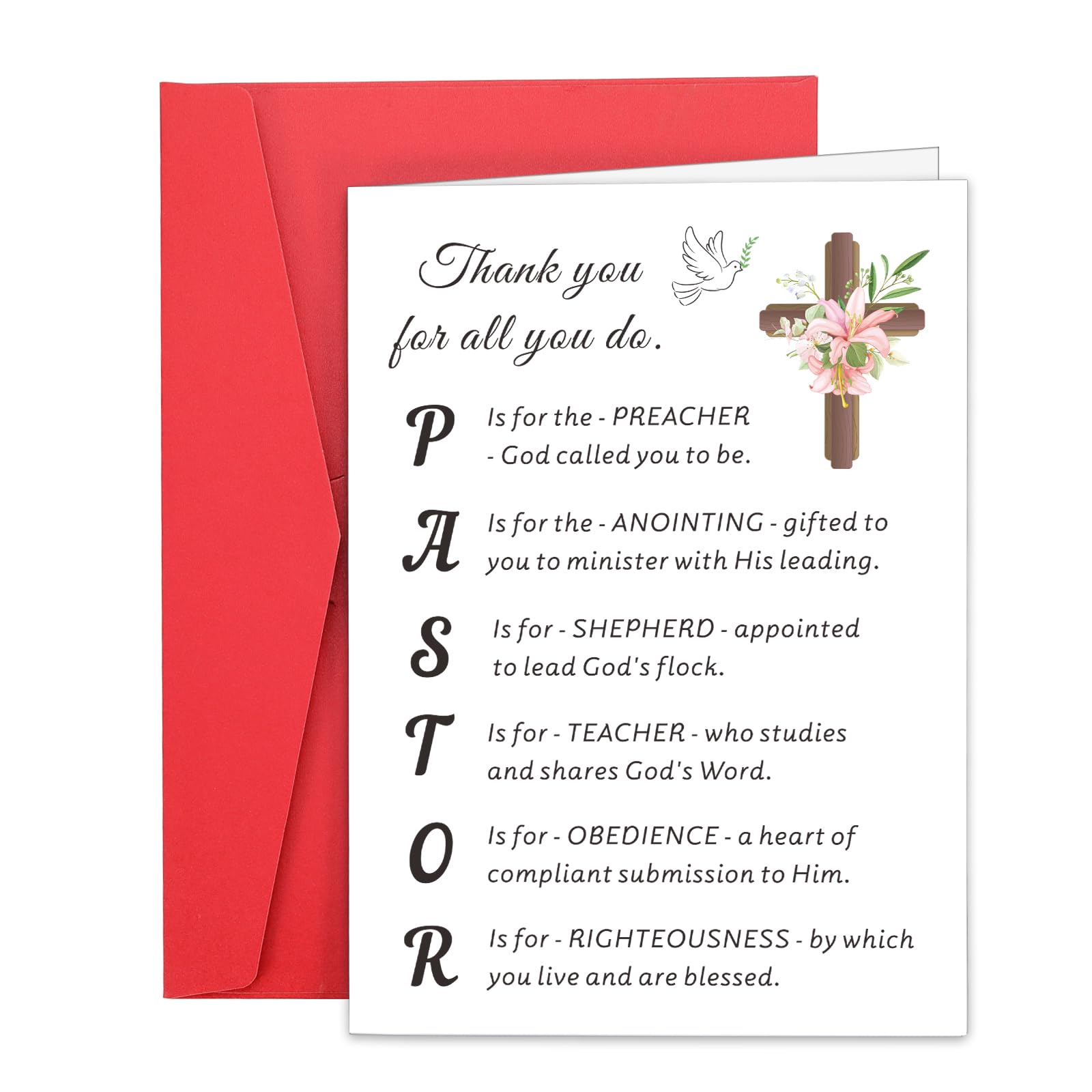 Pastor Appreciation Gifts Card, Thank You Gifts for Pastor, Pastor Birthday Card, Pastor Gifts for Men Women, Pastor Anniversary Cards, Religious Gift Cards for Pastor - Blank Inside with Envelope