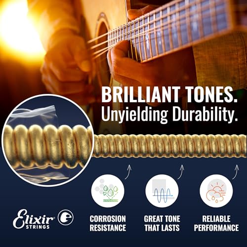 Elixir Strings, Acoustic Guitar Strings, 80/20 Bronze with POLYWEB Coating, Longest-Lasting Warm Tone with Comfortable Feel, 6 String Set, Light 12-53