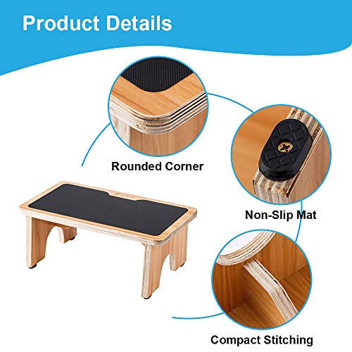 StrongTek Premium Wooden Step Stool - Versatile, Non-Slip, Heavy-Duty Bedside Stool for Bed & Kitchen, Ideal for Adults & Kids, 300lbs Capacity, Elegant Design, No Assembly Required