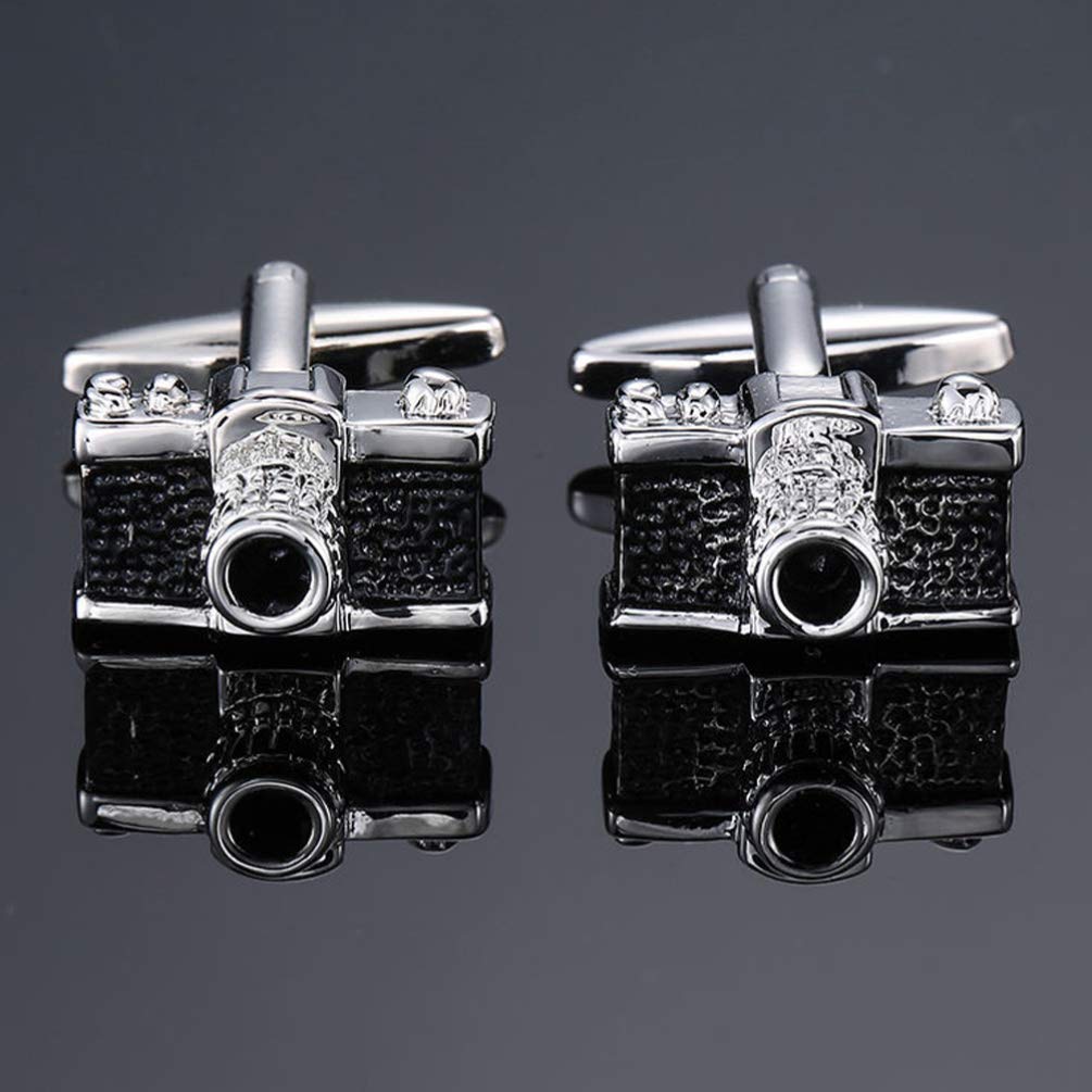 generic 1 Pair Camera Cufflinks Men Photographer Personality Cuff Studs Buttons with Gift Box Father Dad for Wedding Business Special Occasions, as shown, 1.9x1.1cm, PQS093214F1