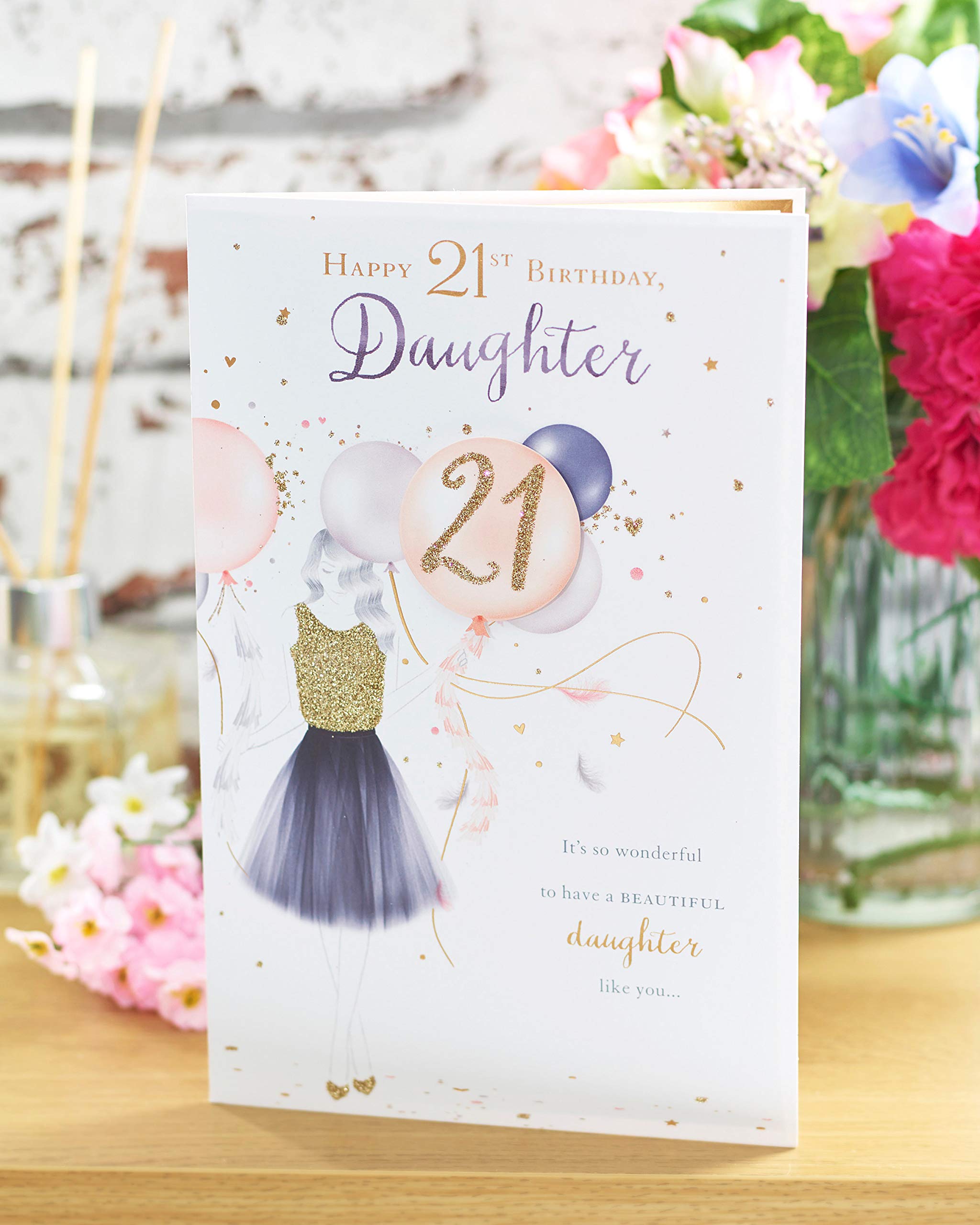 UK Greetings 21st Birthday Card for Daughter with Gold Glitter