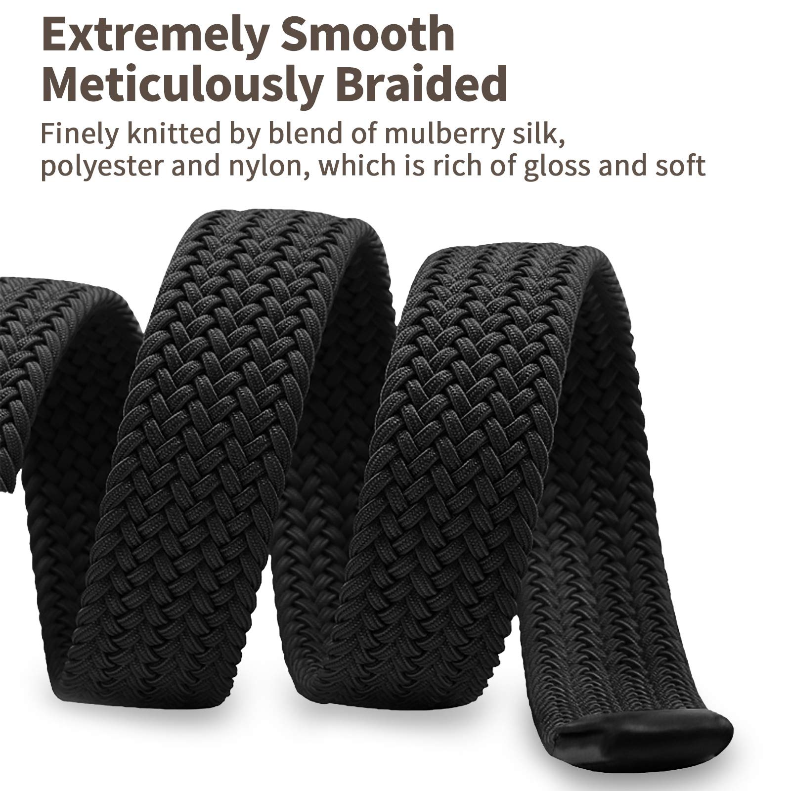FAIRWIN Elastic Golf Belt Braided Casual 1 3/8" Width Stretch Woven Belt Flexible Women Men Belts Jeans Shorts Pants