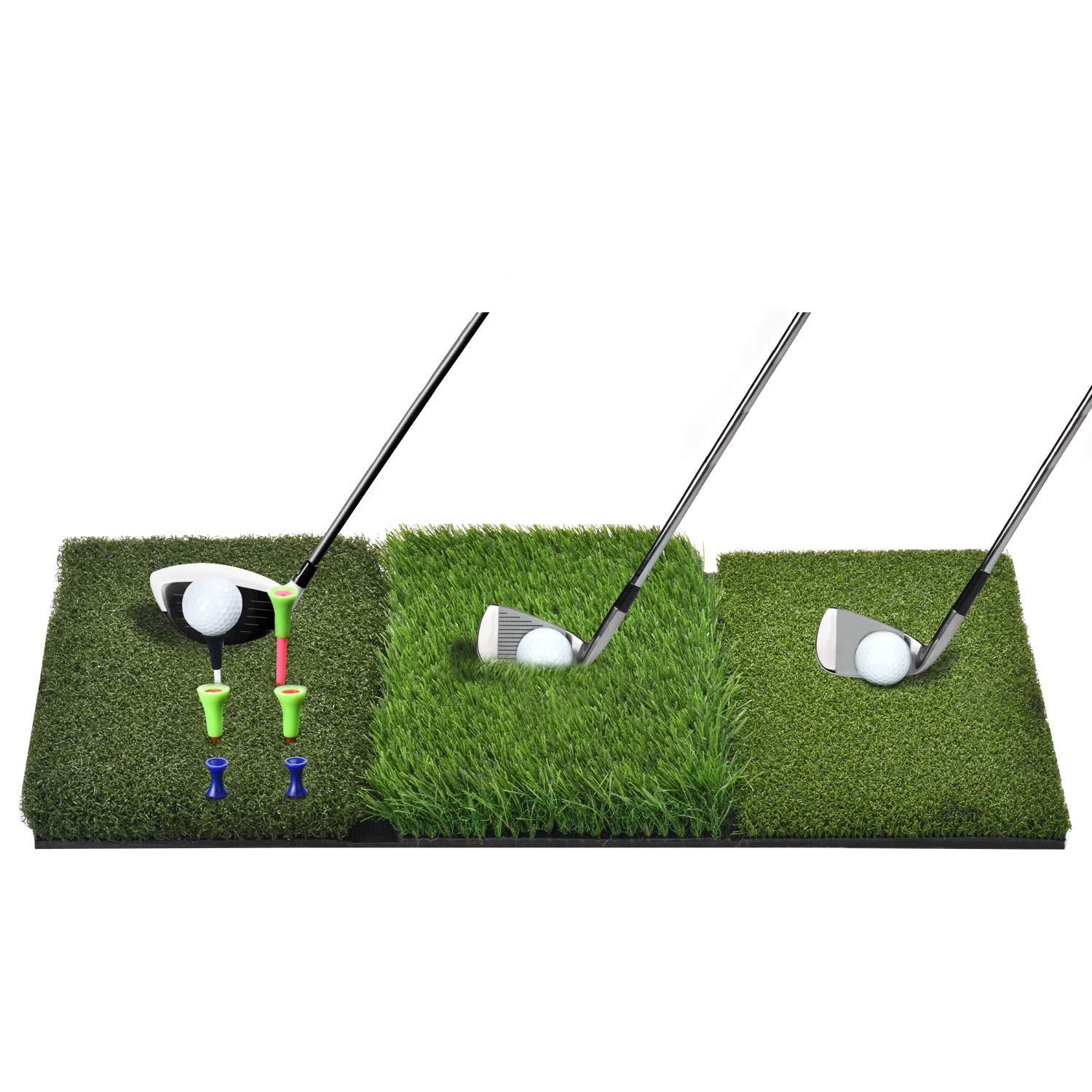 DURARANGE Golf Hitting Mat Mini, Turf Grass 3-in-1 Collapsible Chipping Mat with Tees, Launch Pad for Backyard, Practice Putting Green Training Aids, Indoor | Outdoor