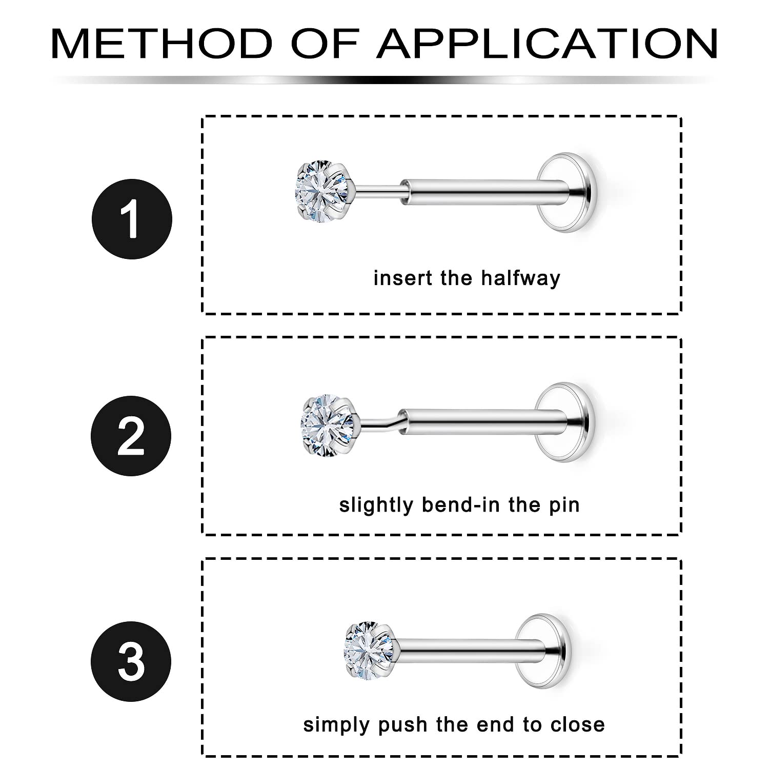 Ftovosyo 20G Threadless Push in Nose Studs Surgical Steel Nose Rings Hoop for Women Men Paved CZ Flower Threadless Nose Piercing Jewelry Double Nose Ring for Single Piercing Set