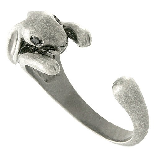 Ellenviva Bunny Rabbit Adjustable Animal Wrap Ring Vintage Silver Tone