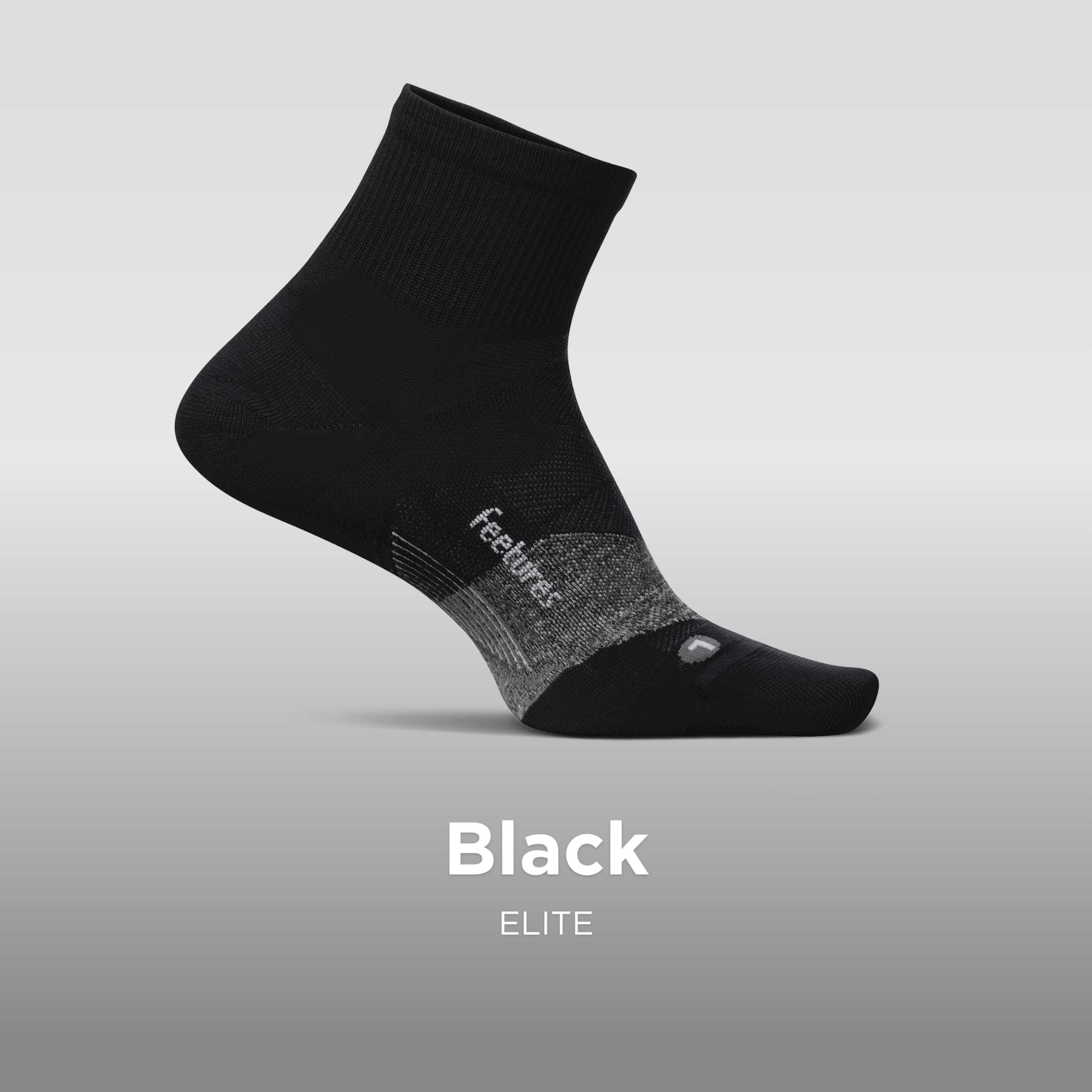 Feetures Elite Light Cushion Quarter Solid - Sport Sock with Targeted Compression - White, XL (1 Pair)