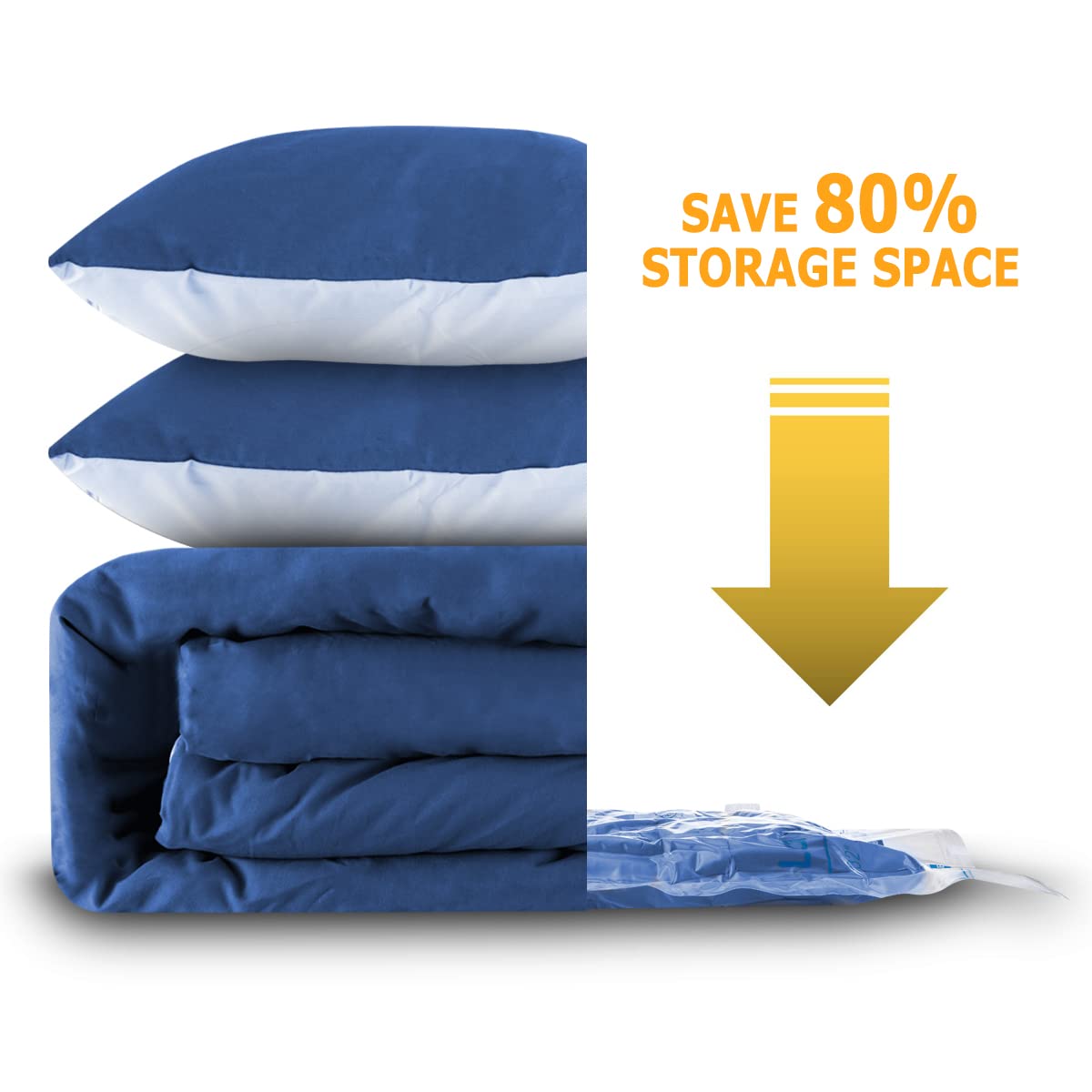 Vacuum Storage Bags 8 Combo (3 Jumbo/3Large/2 Medium), Space Saver Sealer Bags, Airtight Compression Bags for Clothes, Pillows, Comforters, Blankets, Bedding