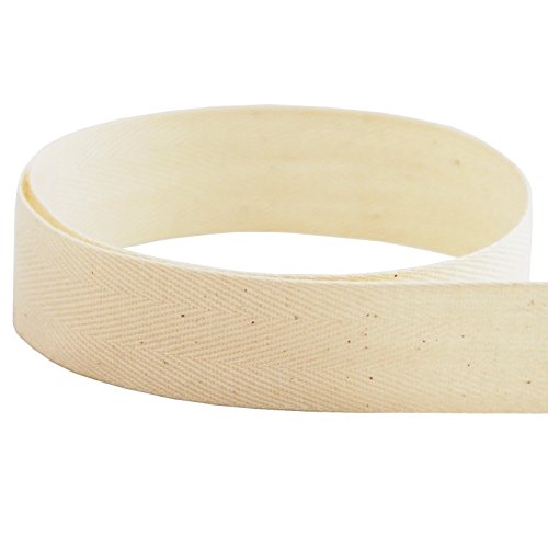 USA Made Ribbon Factory 3/8" Natural Cotton Twill Tape - 50 Yards - Soft & Light Weight - (Multiple Widths Available)