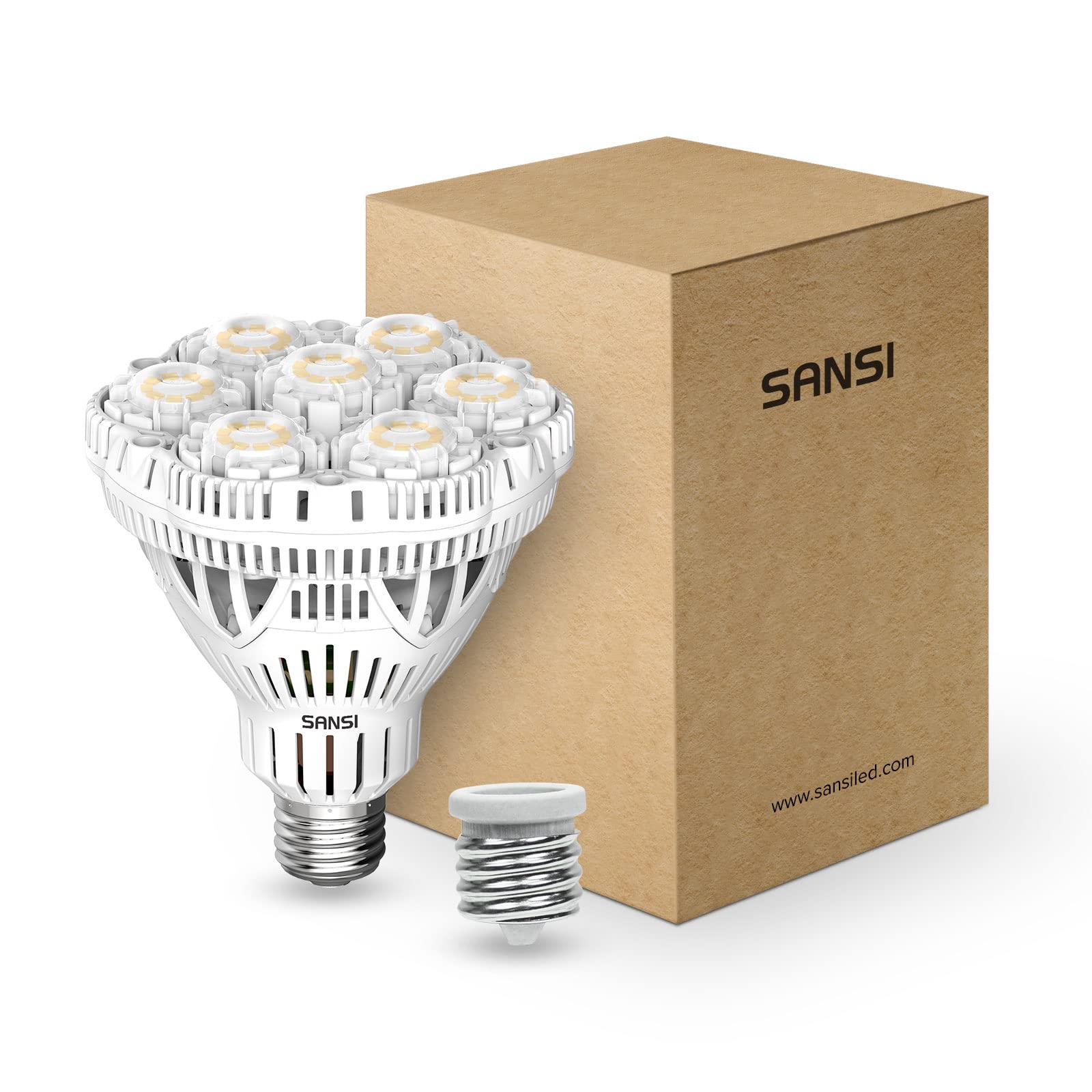 SANSI BR30 LED Light Bulb 300W Equivalent, 5500 Lumens Bright Light Bulb 5000K Daylight 40W Energy Saving LED Bulb with Ceramic Technology, E26 to E39, Non-Dimmable for Garage Workshop Factory