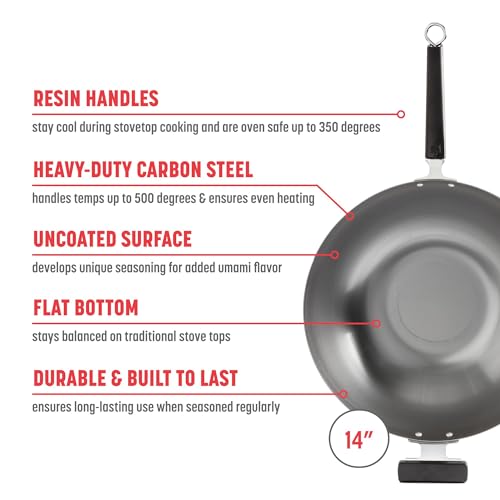 JOYCE CHEN Professional Series 14-Inch Carbon Steel Wok with Phenolic Handles