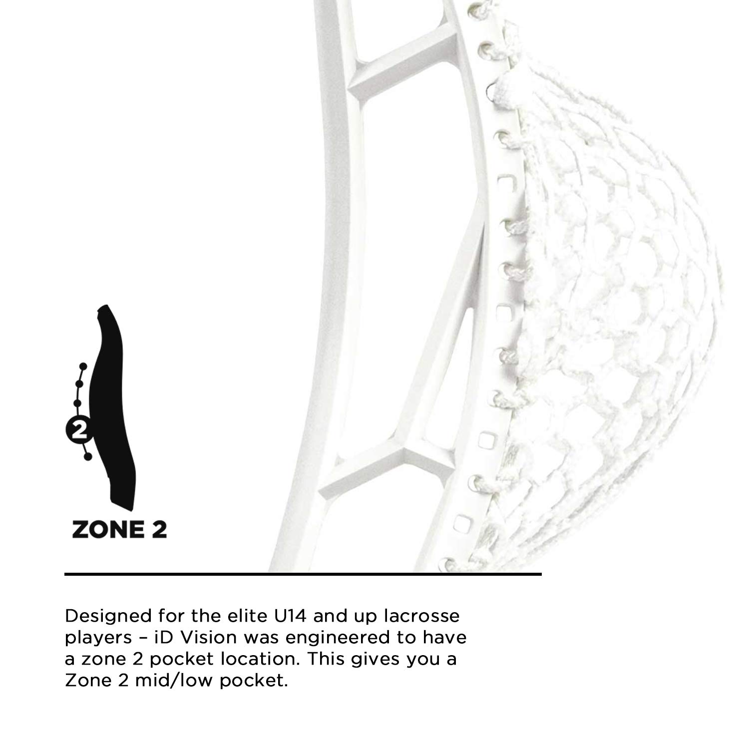 Epoch iD Vision Jr. Complete Lacrosse Stick for U14, 30", Stiff-Flex iQ3, C30, White & Silver