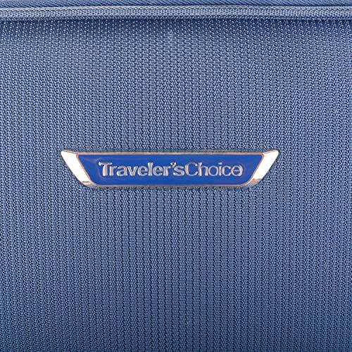 Traveler's Choice Lares Softside Expandable Luggage with Spinner Wheels, Navy, Carry-On 22-Inch