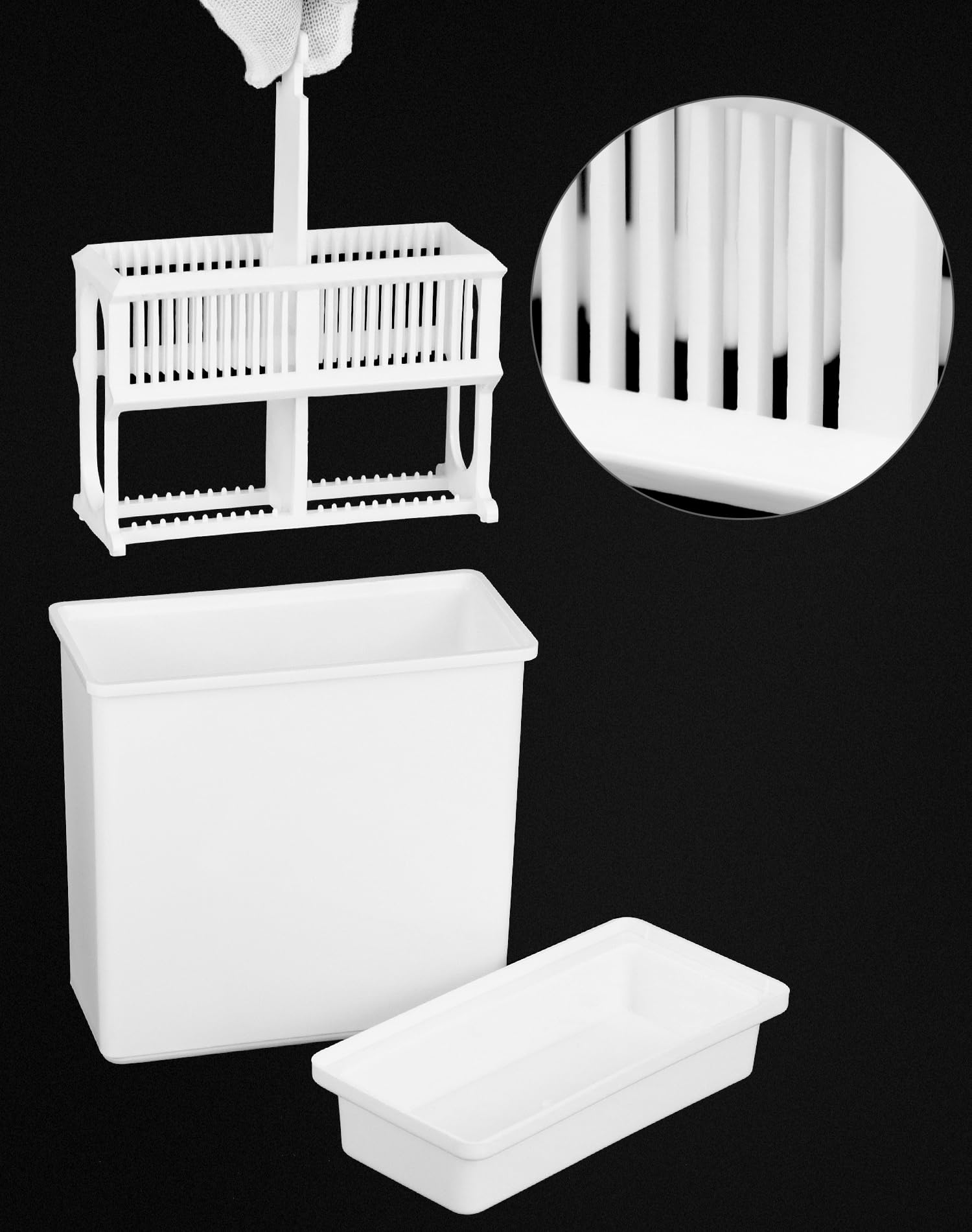 QWORK Microscope Slides Staining Jar and Rack, 4 Pcs 24-Slots, White