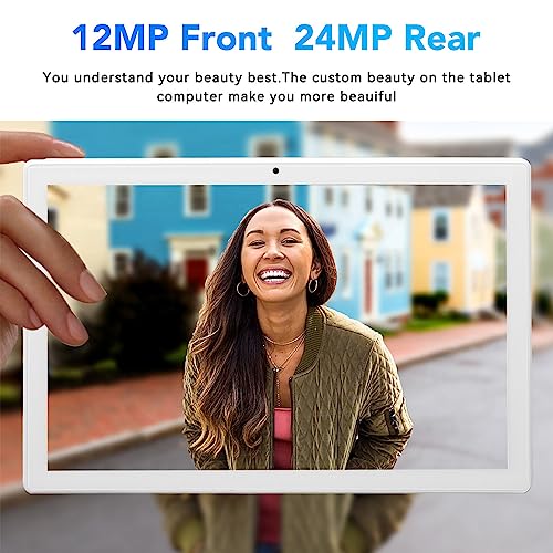 HEEPDD 10.1 Inch Tablet, 4G LTE US Plug 100‑240V 5G WiFi Dual Camera 2 in 1 Tablet PC RGB Mouse (White)