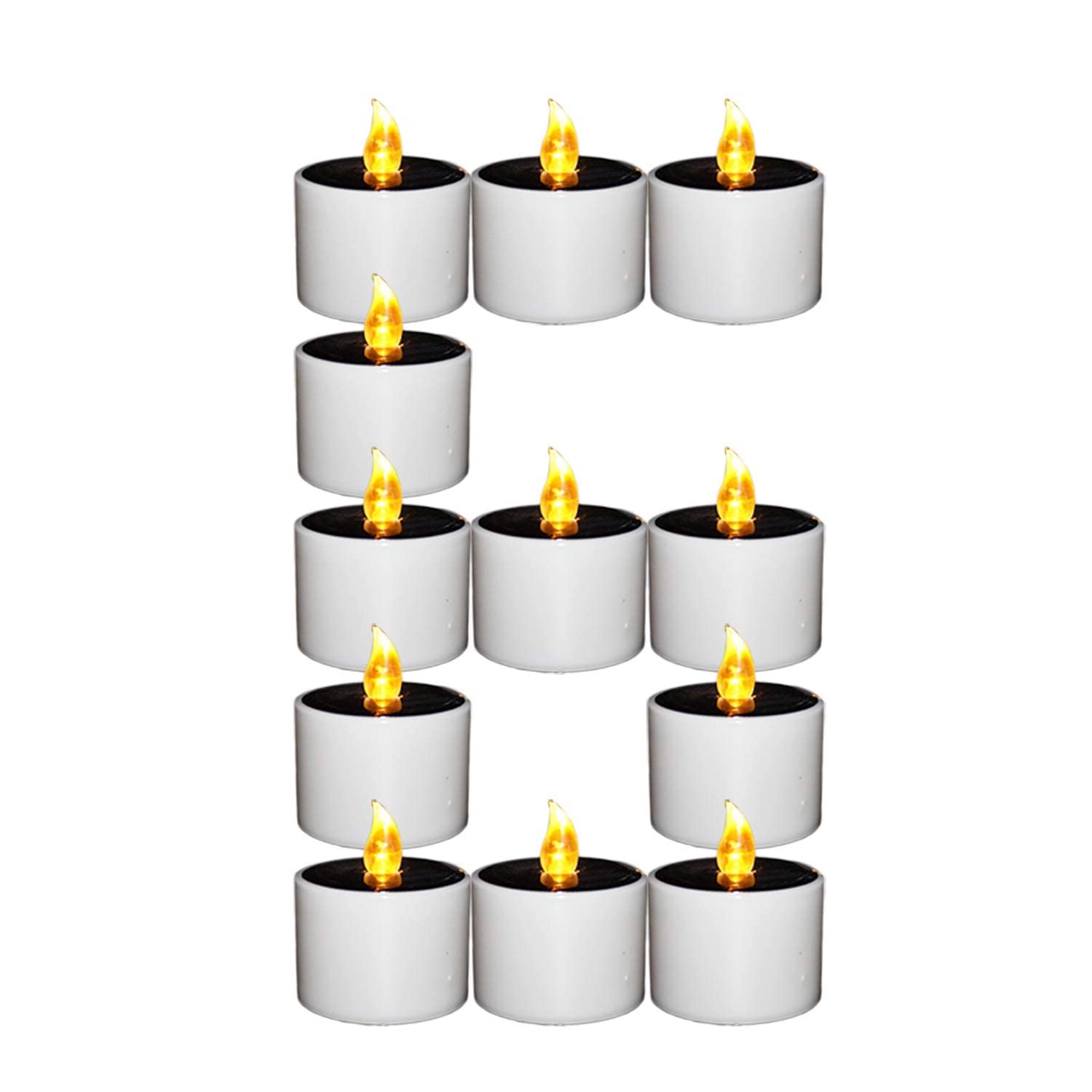 ESTIQ Solar Lantern Tea Lights Candles, Warm White Solar Power Flickering Electronic LED Flameless Candle, Wedding Holiday,Window,Home,Garden,Outdoor Decoration(6 Pack)
