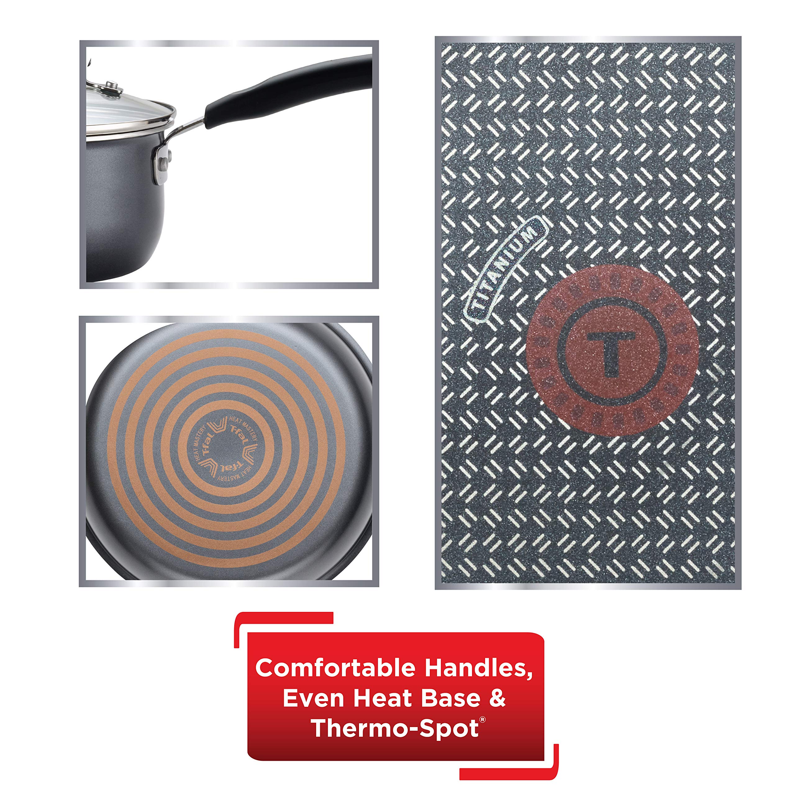 T-fal Signature Nonstick Fry Pan 12 Inch Oven Safe 350F Cookware, Pots and Pans, Dishwasher Safe, Gray
