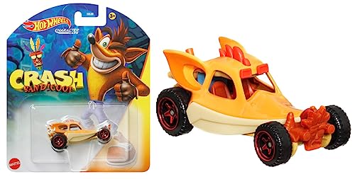 Hot Wheels Speed Tails Car Sonic The Hedgehog Bundle: Character Game Car + Cool Crash Team Bandicoot Retro Video + Figure & Creeper 8-Bit Stickers! 3 Items