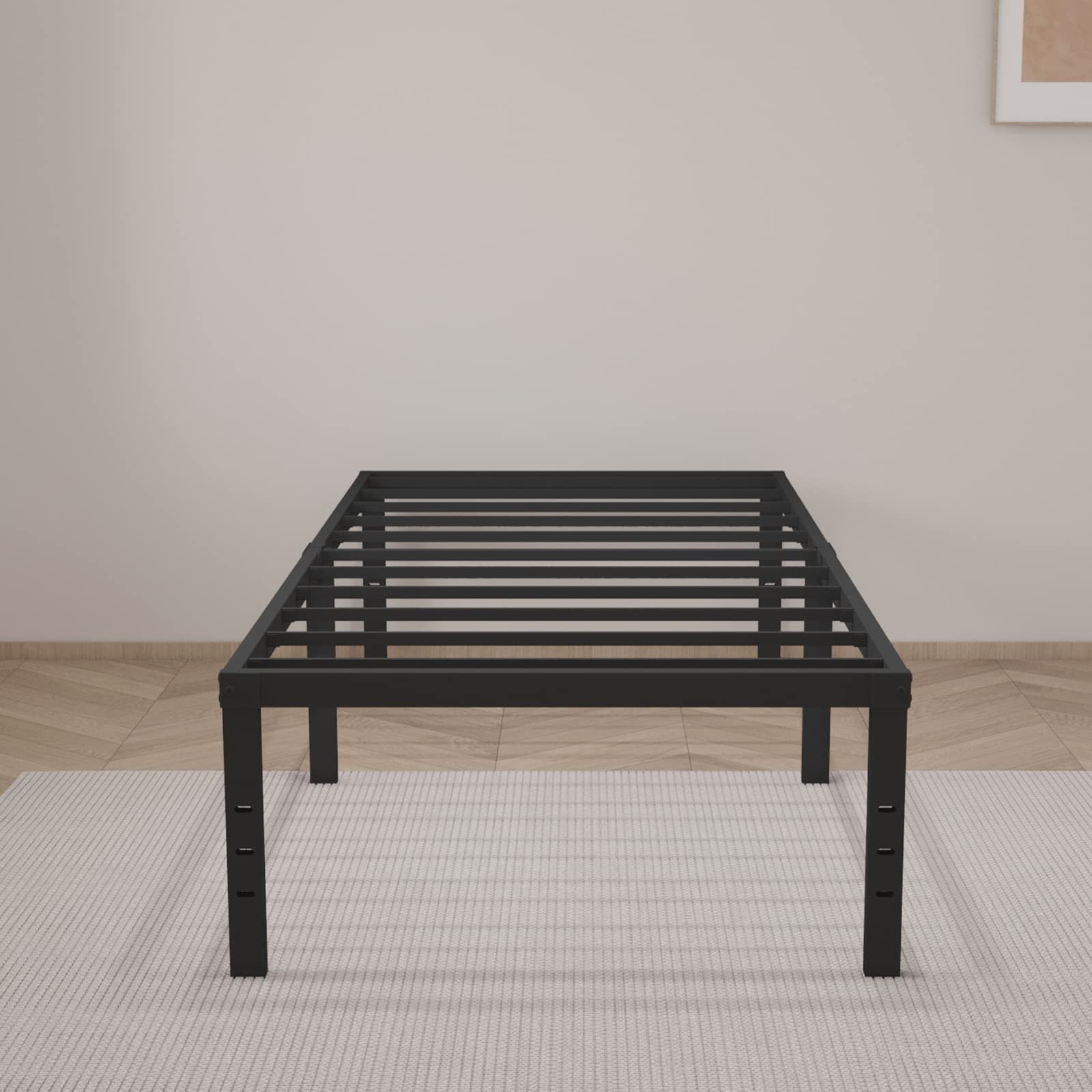 DURISO King Bed Frame 14 Inch High Metal Platform Heavy Duty Sturdy King Size Bed Frames Max 3500lbs Easy to Assemble No Box Spring Needed No Noise Black