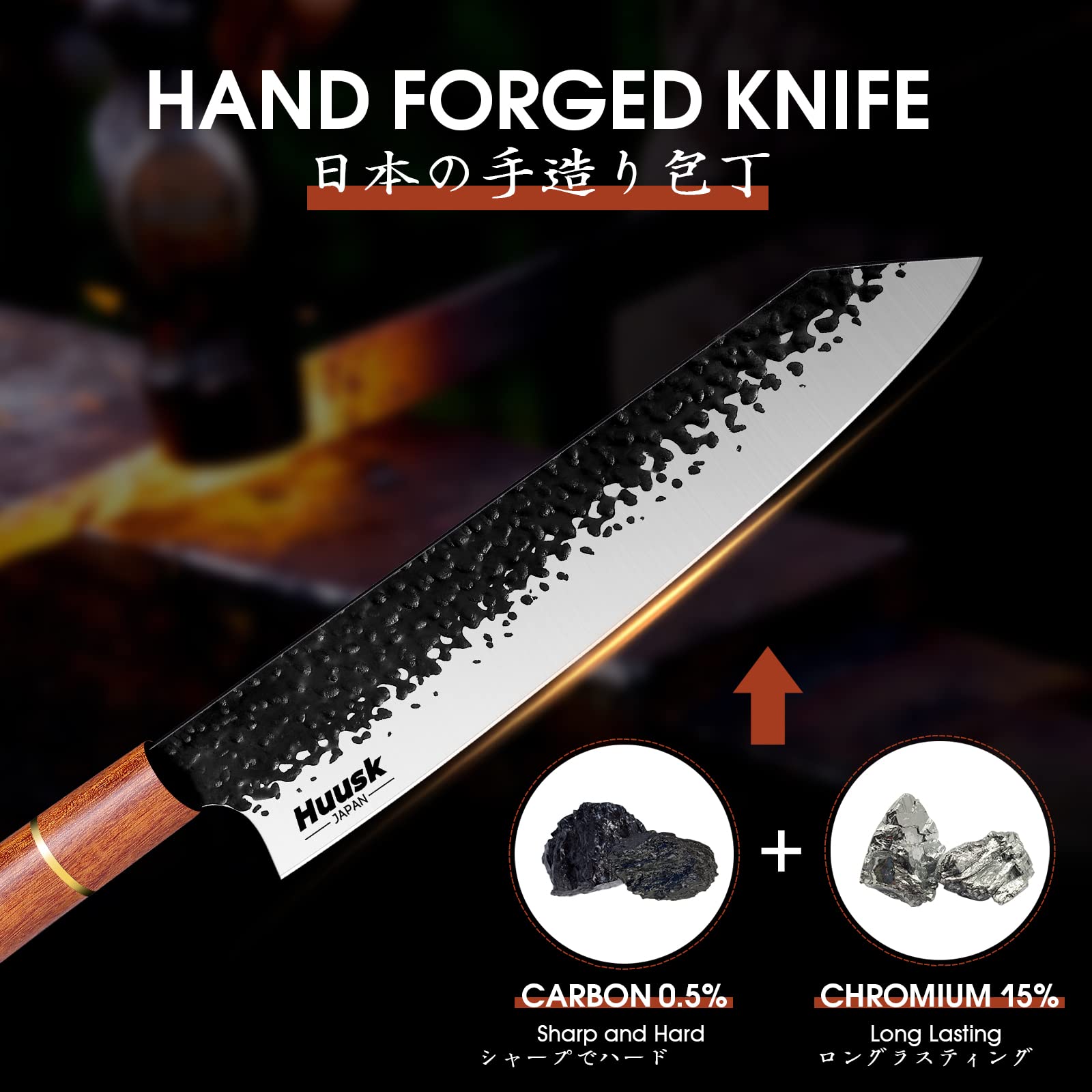 Huusk Japan Chef Knife, 8 Inch Gyuto Knife Professional Japanese Chef Knife 9 Inch Kiritsuke Chef Knife