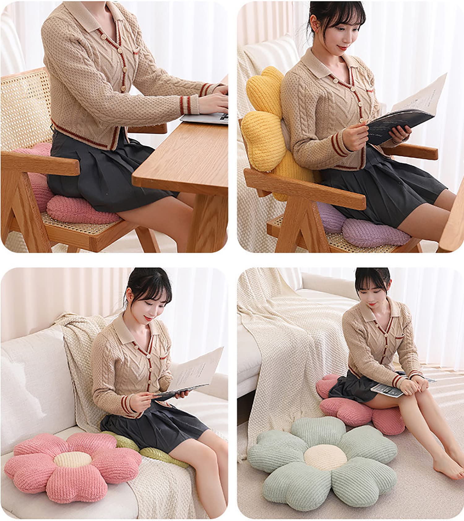Skin-Friendly Plush Petal Throw Pillow. Soft and Comfortable, Fluffy and Full, meticulous Workmanship. (19inch, White 1)