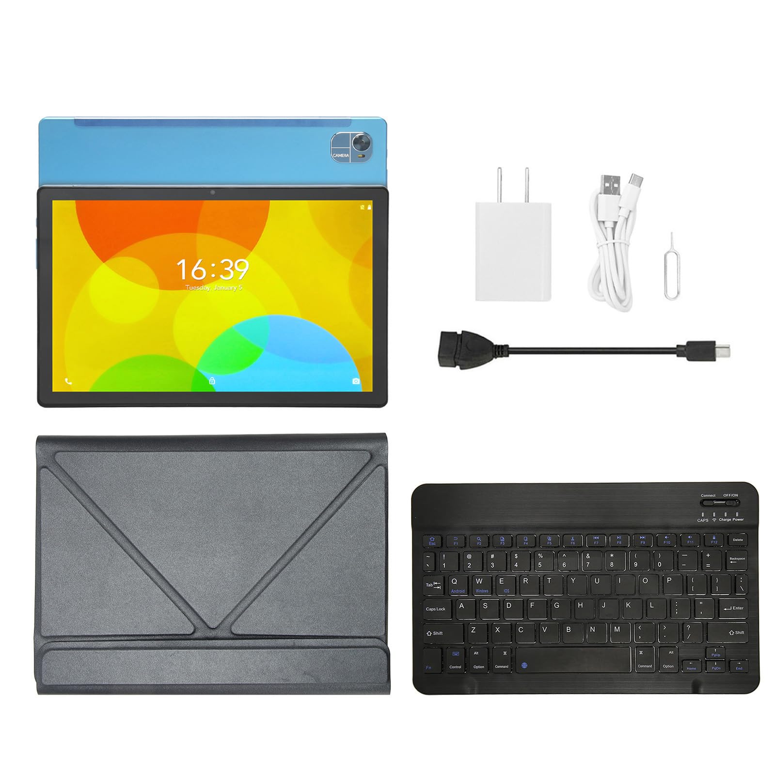 EBTOOLS 10.1 Inch 2 in 1 Tablet with Keyboard, 5G WiFi, 12GB RAM 256GB ROM, 1920x1200 Full HD Touchscreen, Dual Cameras, Multifunctional for11.0 (US Plug)
