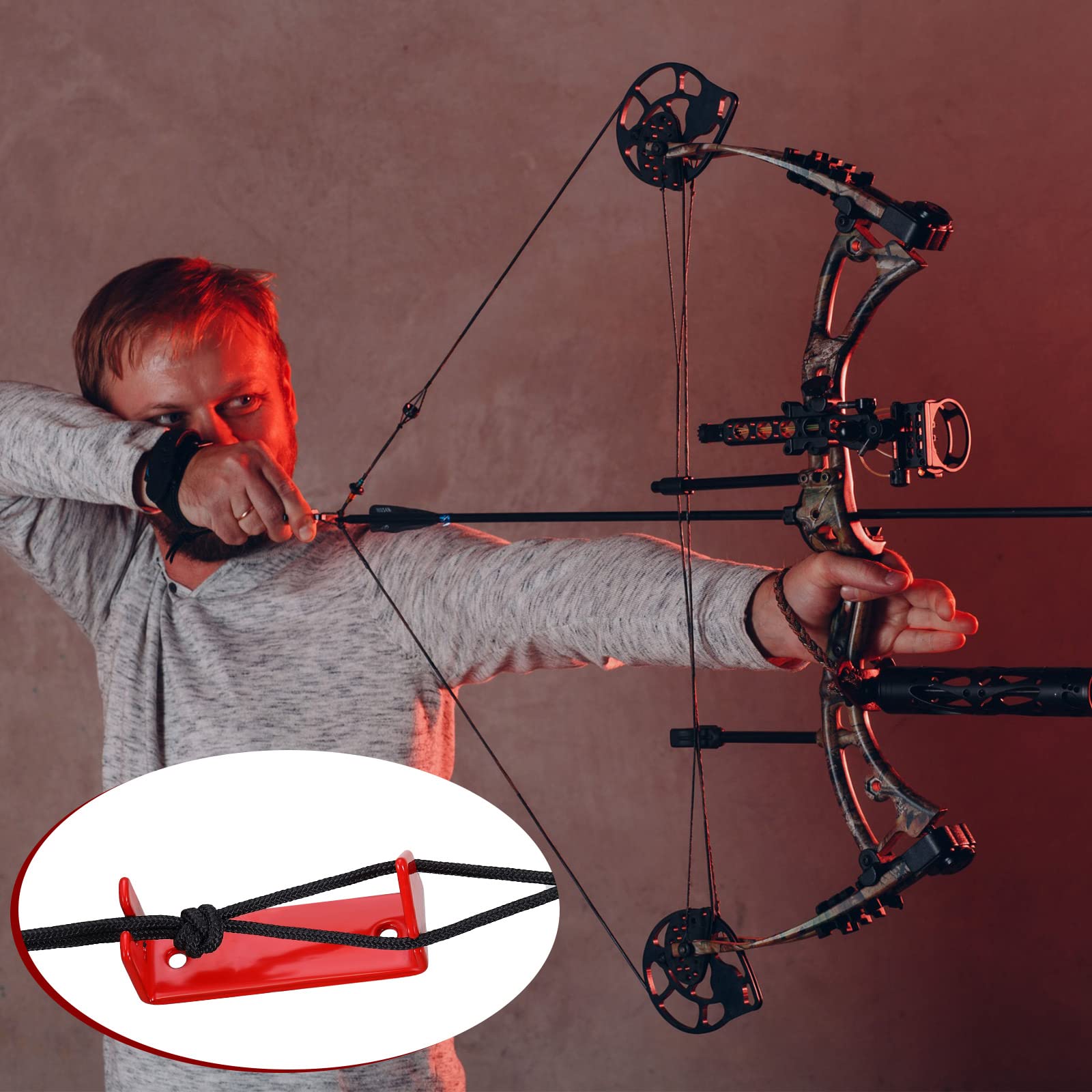 Hanaive 2 Pieces Bowstring Separator 120 Yards Bowstring Serving Thread Sight Installer Red Archery Bowstring Separator for Compound Bow Accessories Maintenance