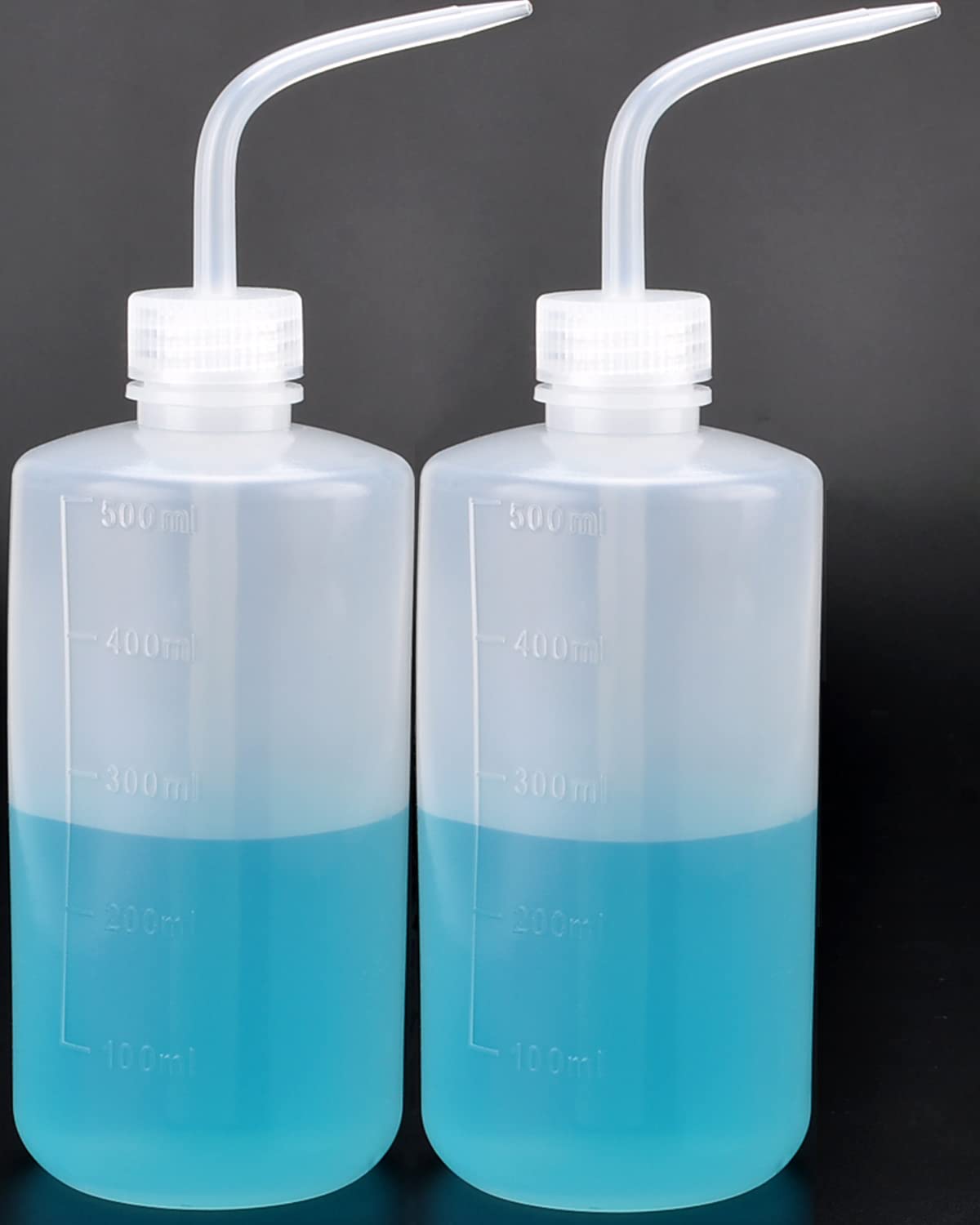 Valchoose 2Pack 500ml Squeeze Bottle 16.9oz, No Spill Wash Bottles Large with Handy Measurement Lines, Wash Bottles Squeeze Spout Flowing Well