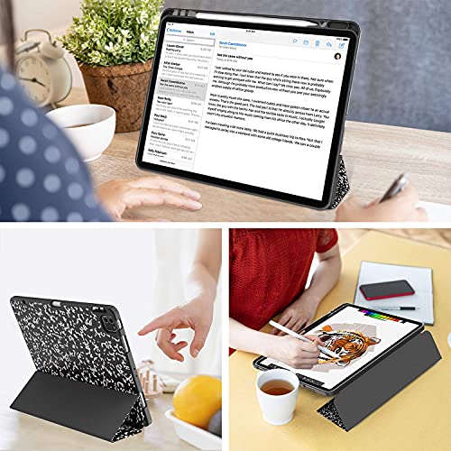 Tuosake iPad Pro 12.9 Case 2021/2022 5th/6th Generation with Pencil Holder,Slim Lightweight Trifold Stand Case【Pencil Charging+Auto Sleep/Wake】 Soft TPU Back Cover for iPad Pro 12.9 inch-Book