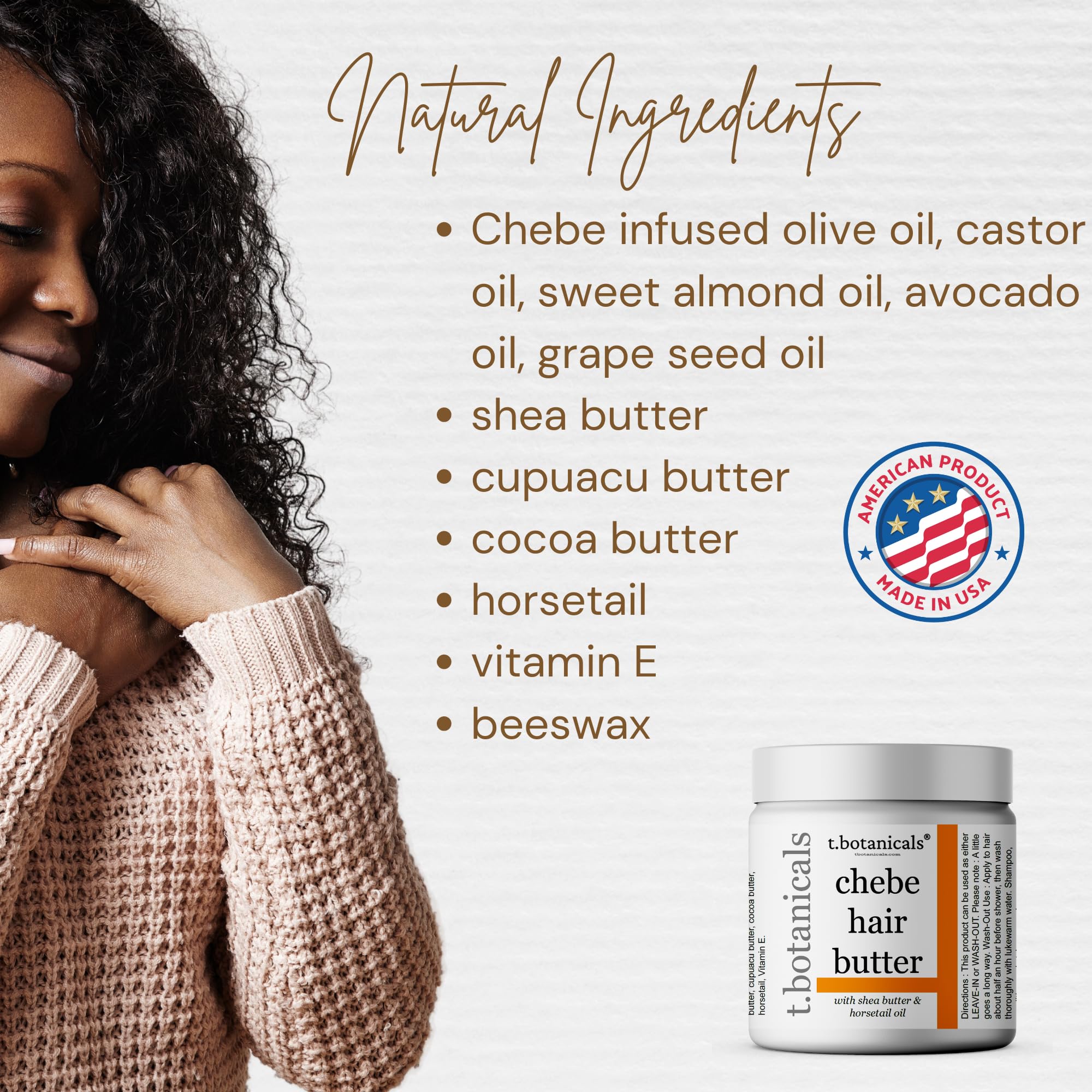t.botanicals Chebe Hair Oil and Butter Set - All Natural, Lavender Scent, For Thick, Coarse Hair, Promotes Hydration and Growth, Creamy Solid, Adult Use